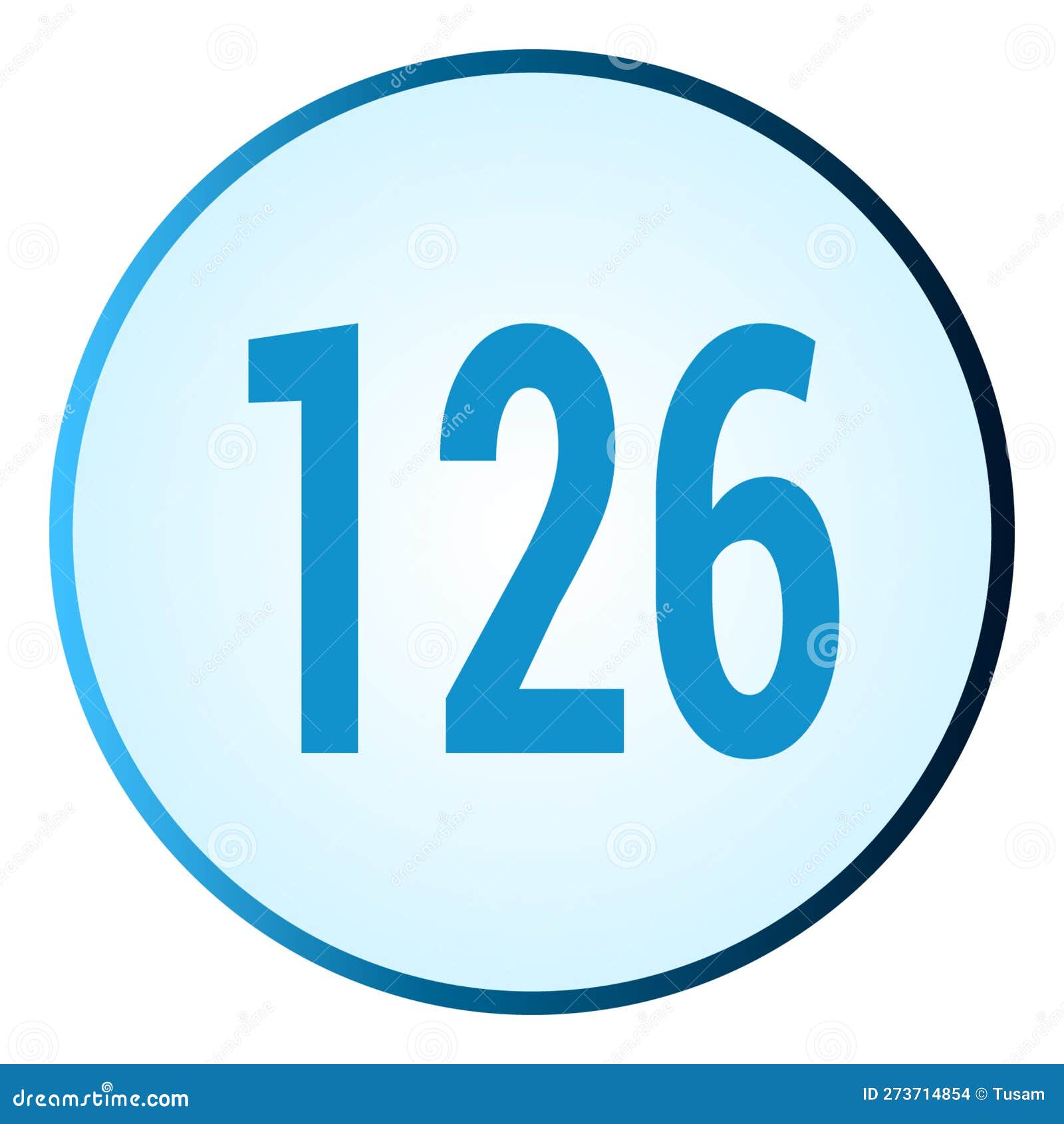 Number 126 Symbol or Logo with Round Frame in Blue Gradient Color Stock ...