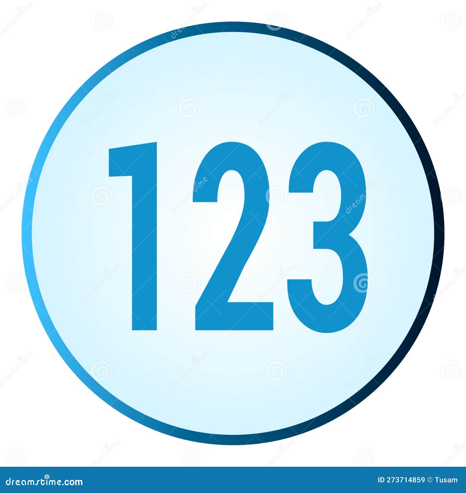 Number 123 Symbol or Logo with Round Frame in Blue Gradient Color Stock ...
