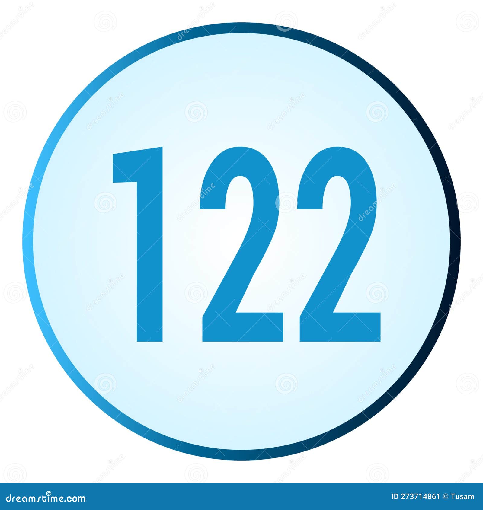 Number 122 Symbol or Logo with Round Frame in Blue Gradient Color Stock ...