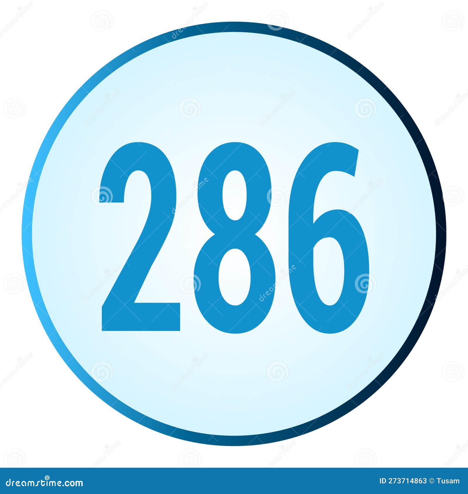Number 286 Symbol or Logo with Round Frame in Blue Gradient Color Stock ...