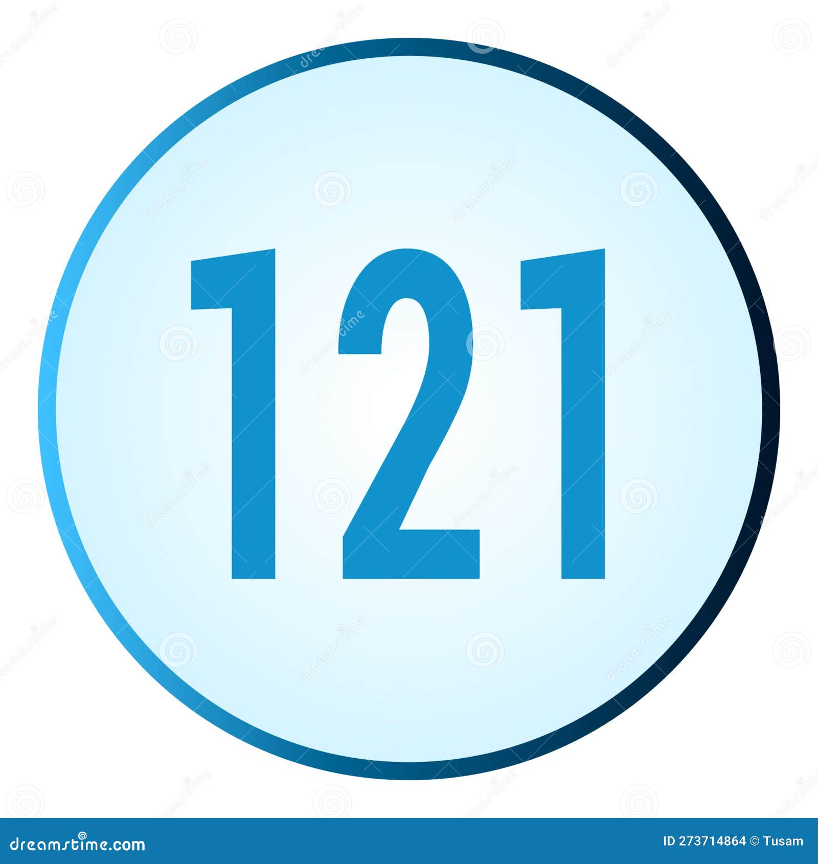 Number 121 Symbol or Logo with Round Frame in Blue Gradient Color Stock ...