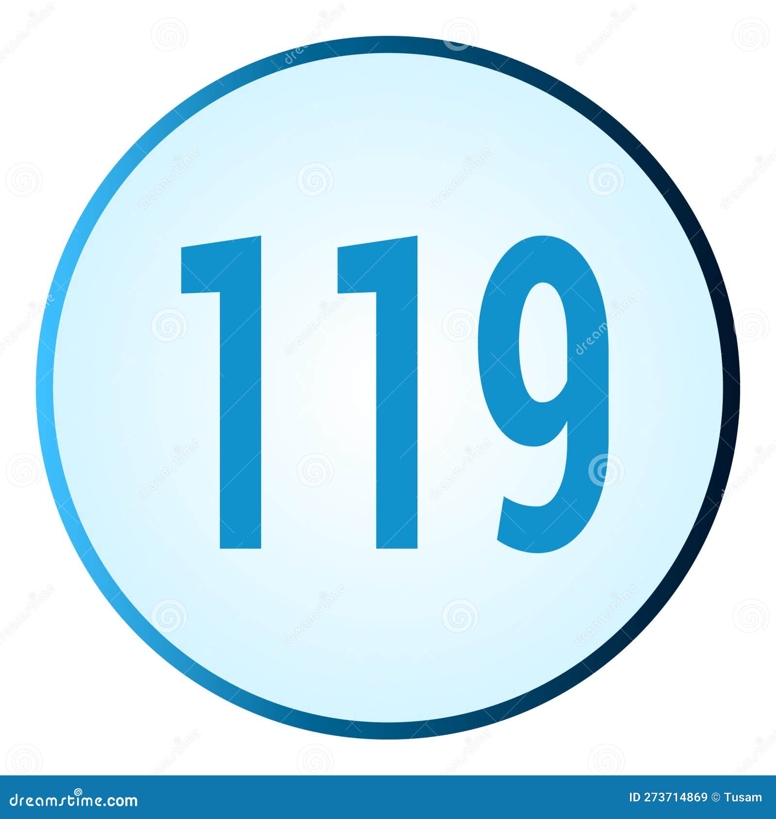 Number 119 Symbol or Logo with Round Frame in Blue Gradient Color Stock ...