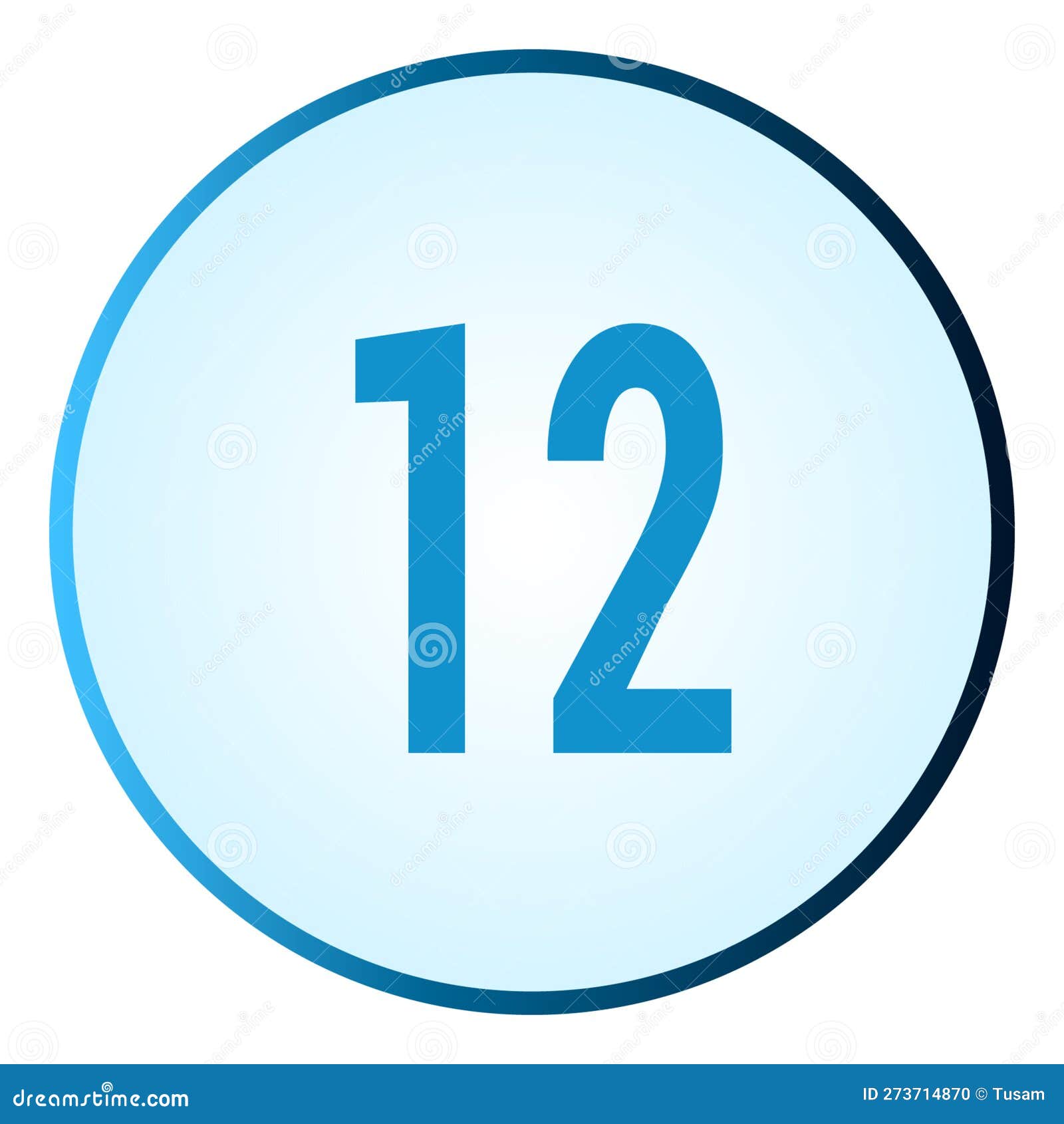 Number 12 Symbol or Logo with Round Frame in Blue Gradient Color Stock ...