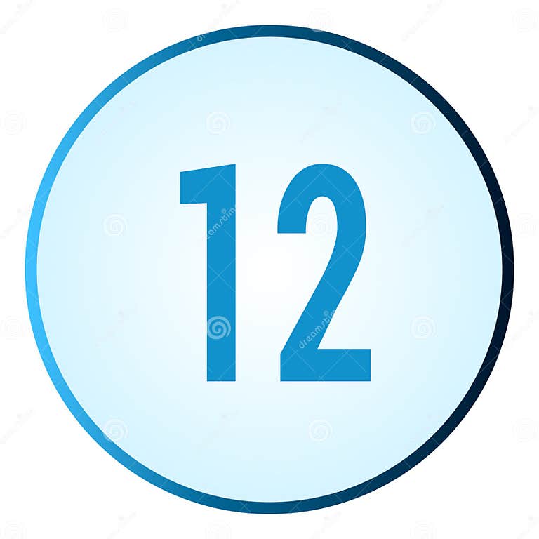 Number 12 Symbol or Logo with Round Frame in Blue Gradient Color Stock ...