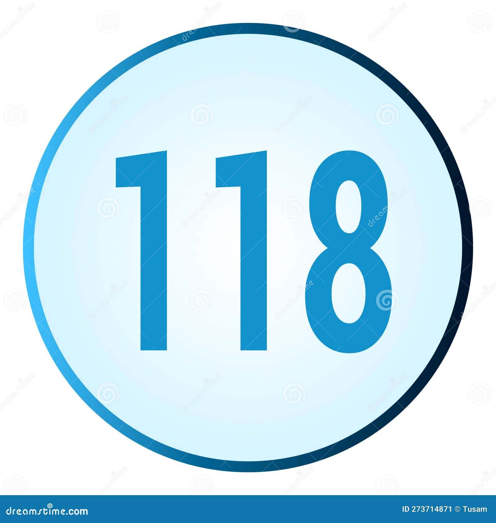 Number 118 Symbol or Logo with Round Frame in Blue Gradient Color Stock ...
