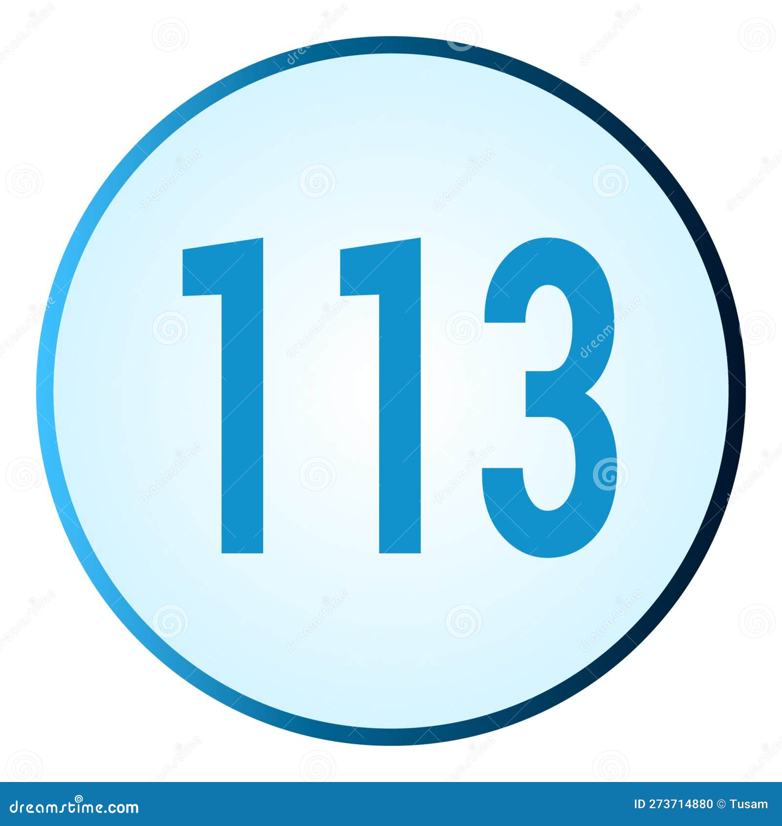 Number 113 Symbol or Logo with Round Frame in Blue Gradient Color Stock ...