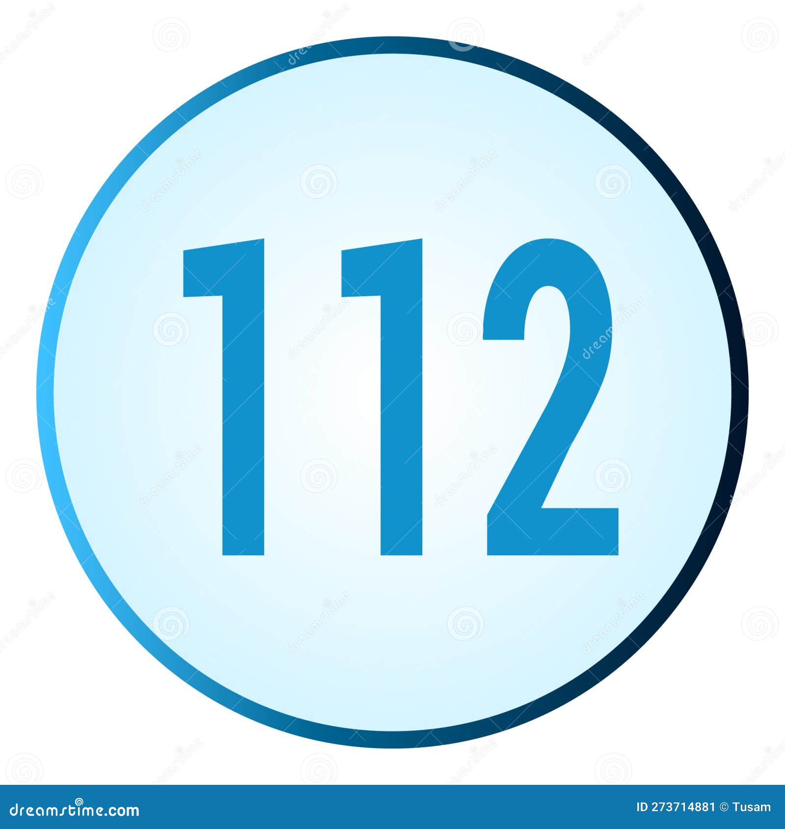 Number 112 Symbol or Logo with Round Frame in Blue Gradient Color Stock ...