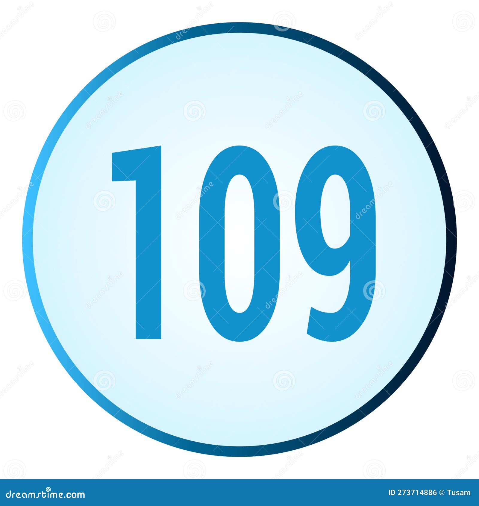 Number 109 Symbol or Logo with Round Frame in Blue Gradient Color Stock ...