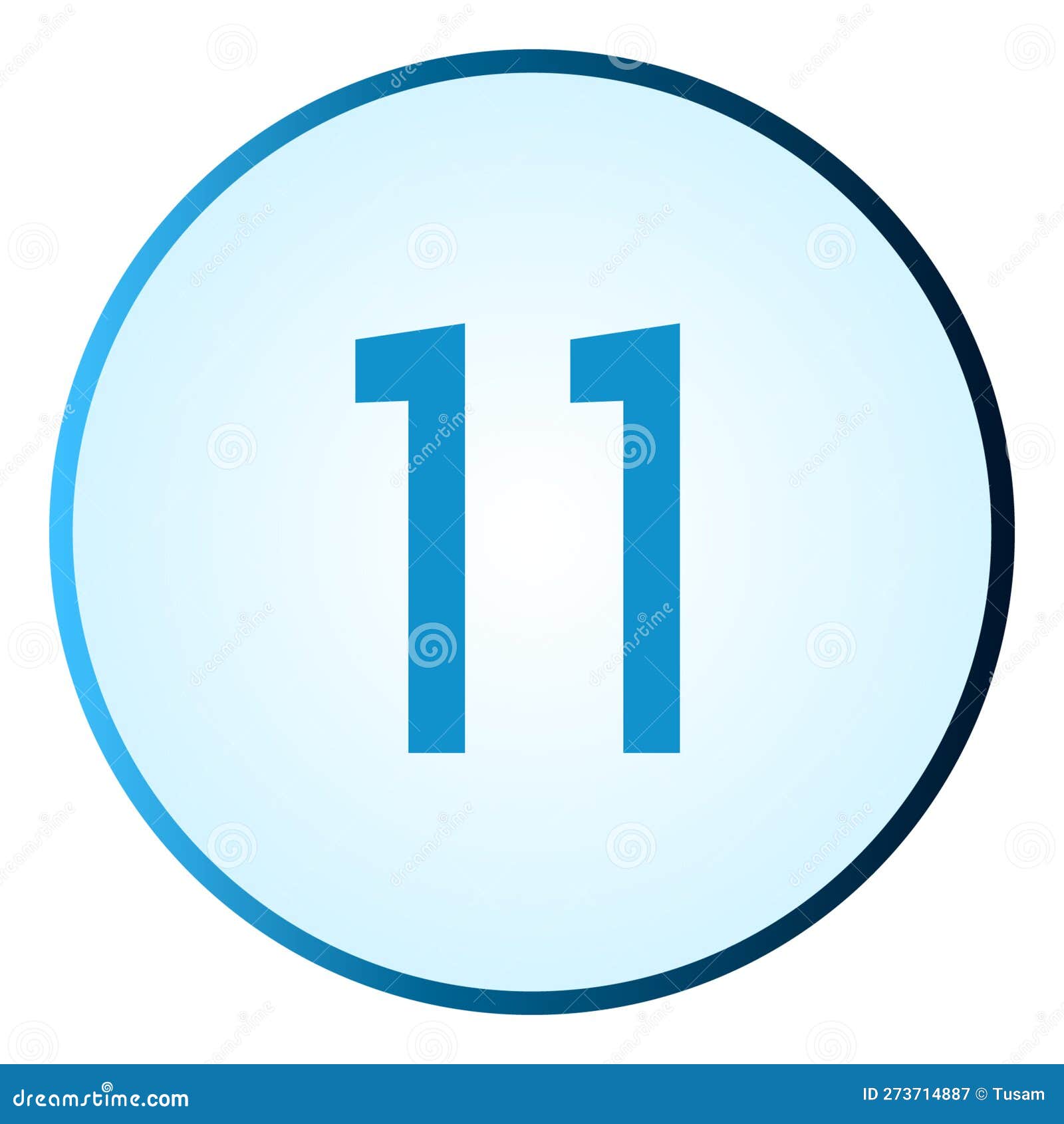 Number 11 Symbol or Logo with Round Frame in Blue Gradient Color Stock ...