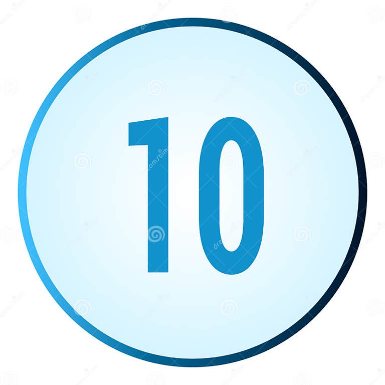 Number 10 Symbol or Logo with Round Frame in Blue Gradient Color Stock ...