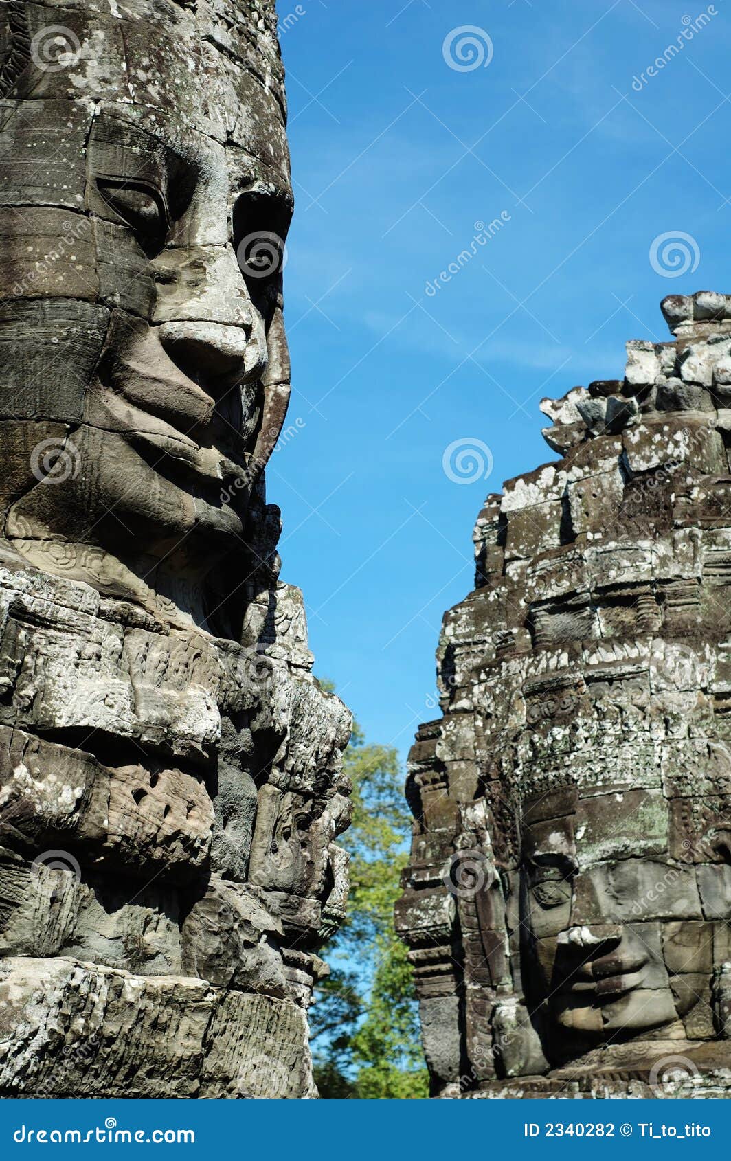 Angkor face stock photo. Image of statue, ears, mouth - 2340282