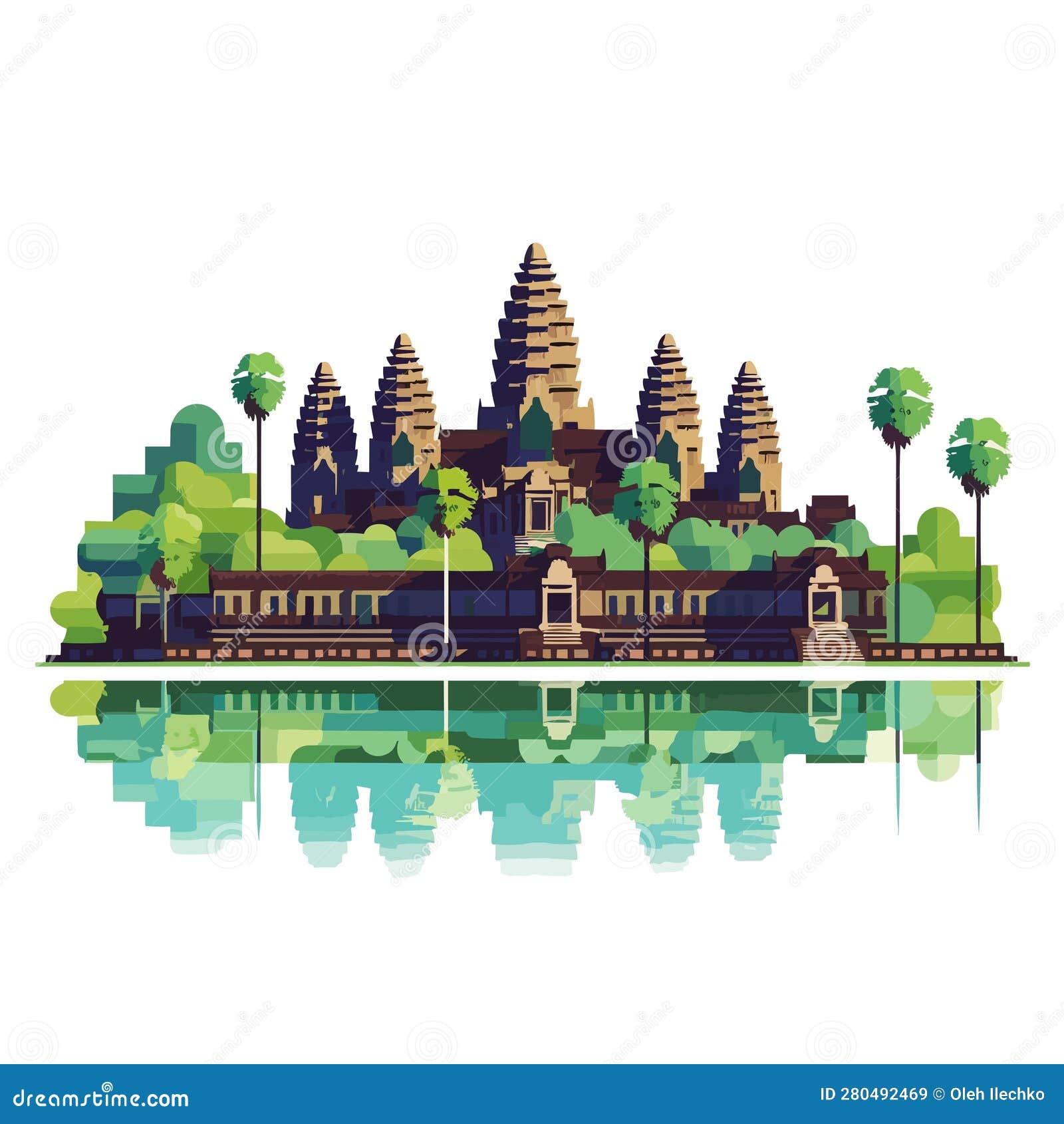 Angkor Siem Reap Temple Complex of Cambodia Vector Isolated ...
