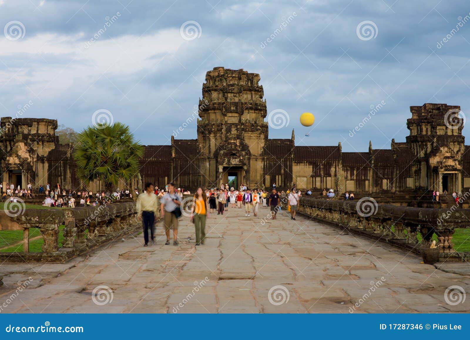 Angkor Temple Inner Path Tourists Stock Photo - Image of temple ...