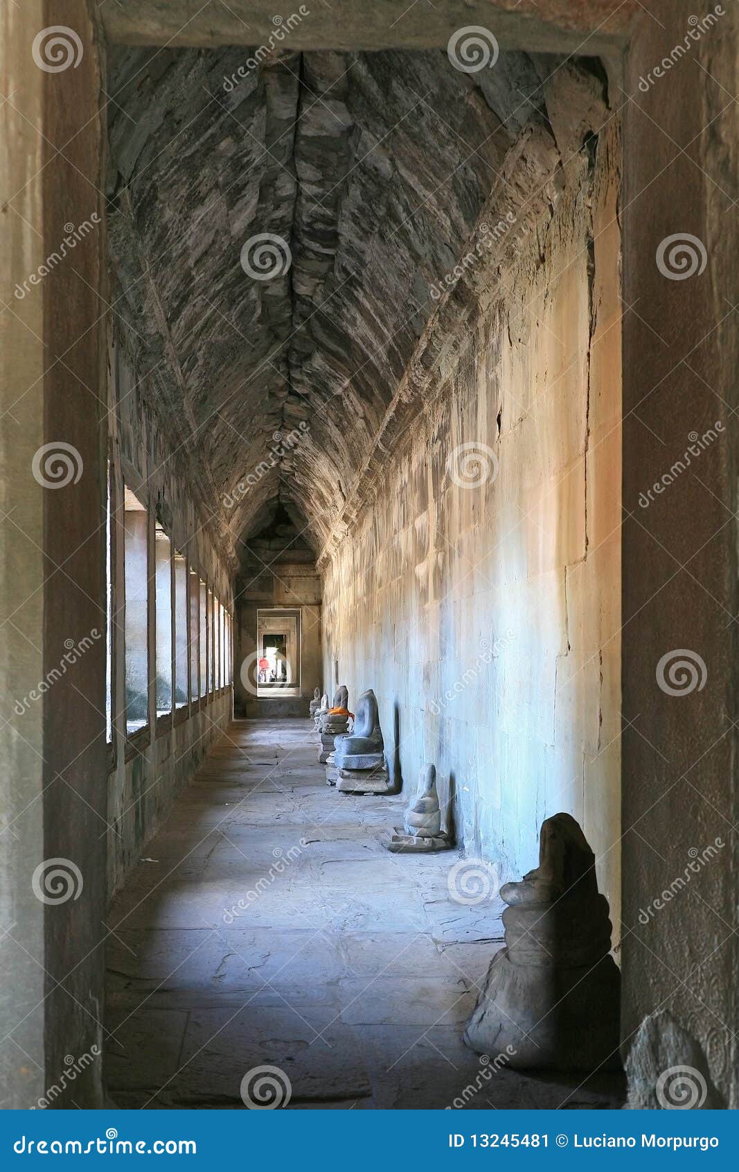 Angkor Wat, Corridor Inside the Wall - Cambodia Stock Image - Image of ...