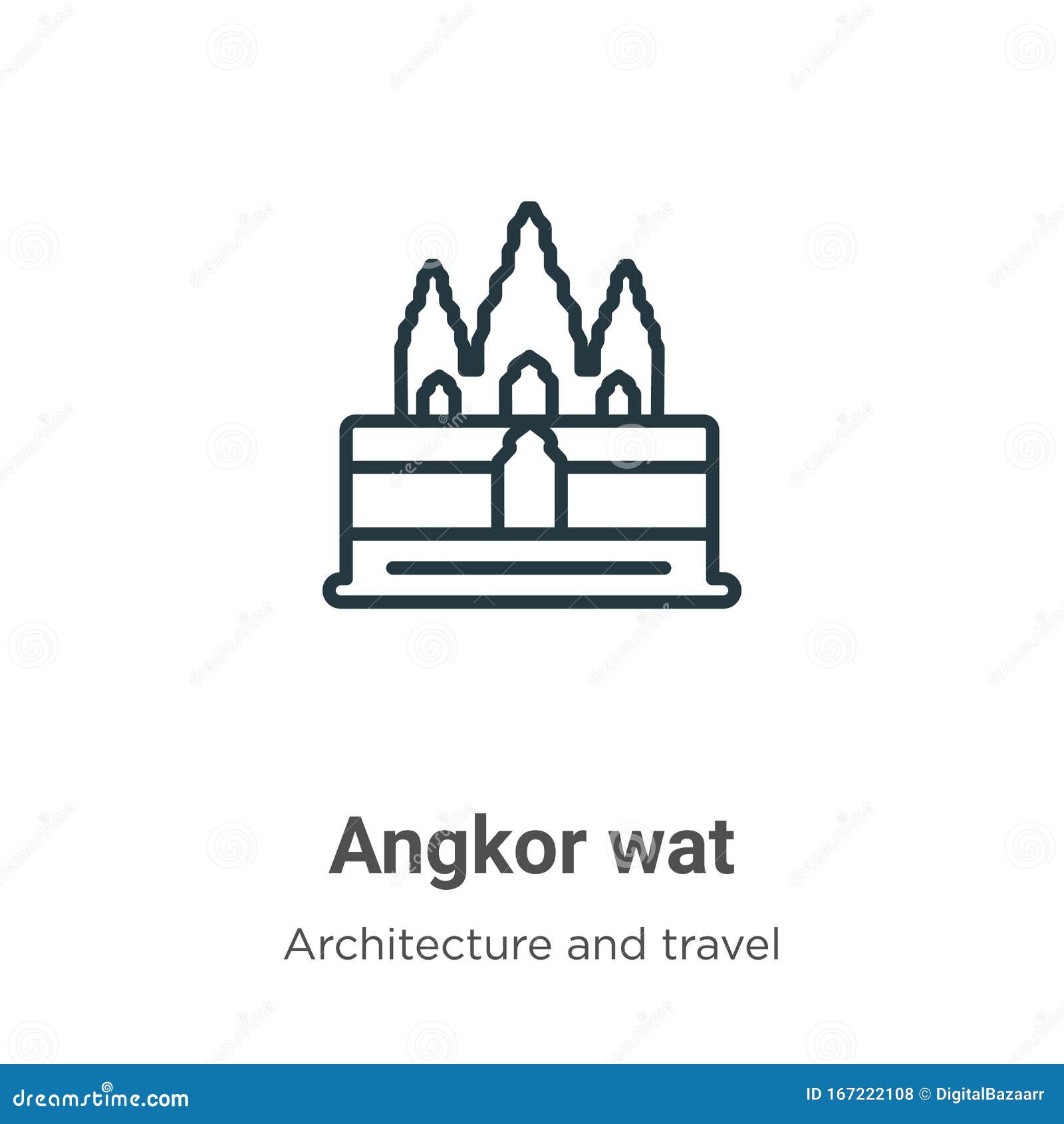 Angkor Wat Outline Vector Icon. Thin Line Black Angkor Wat Icon, Flat ...