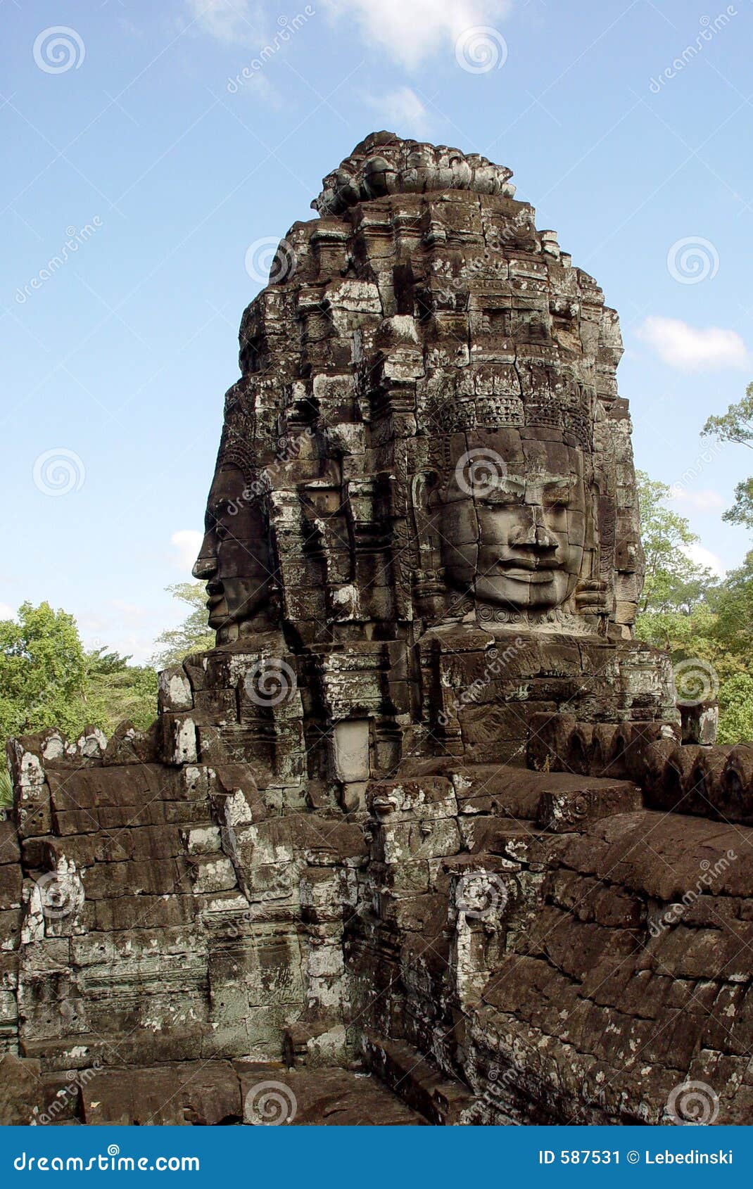 Angkor Wat ruins stock image. Image of face, architectural - 587531