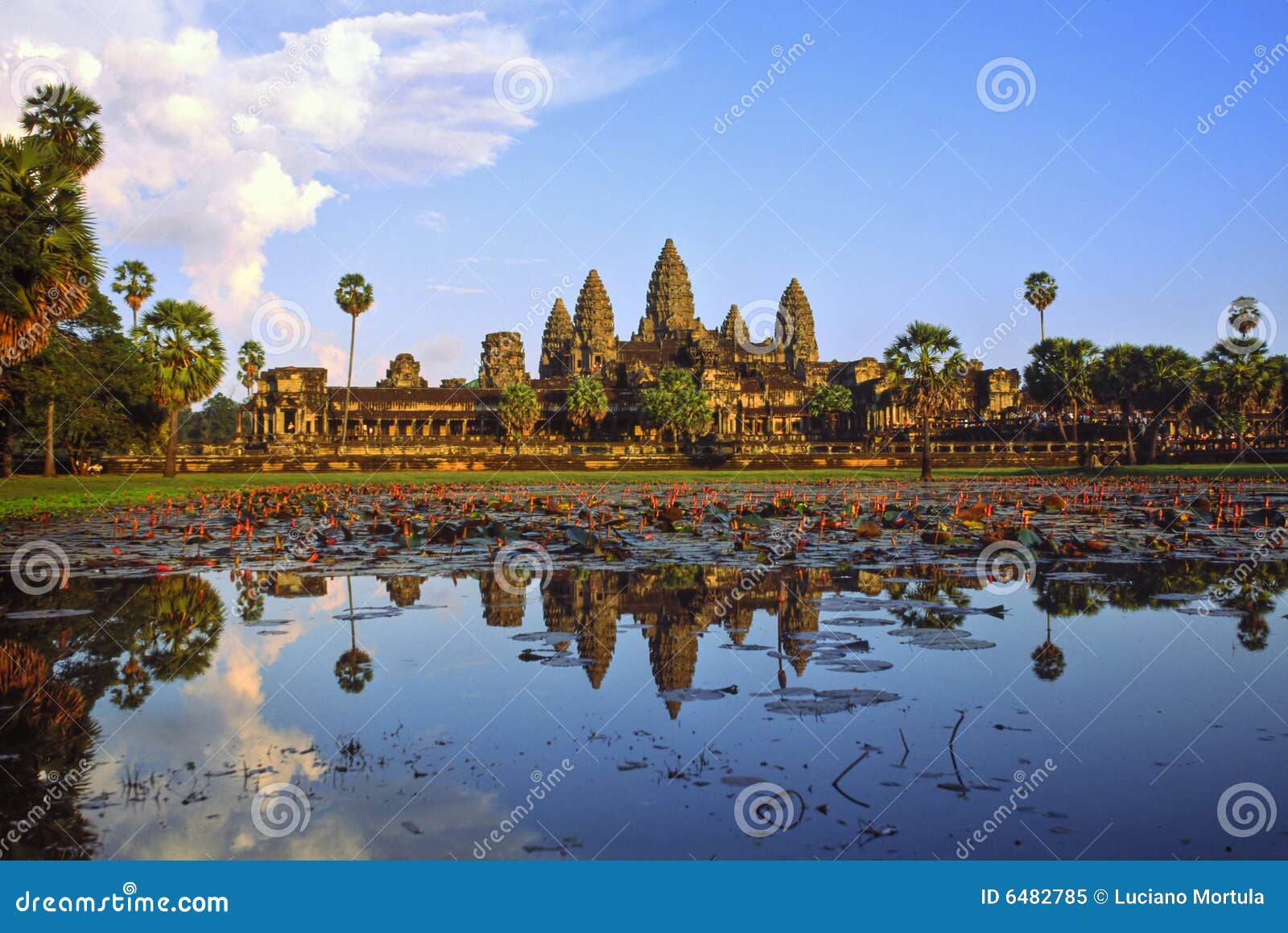 Angkor Wat at Sunset, Cambodia. Stock Image - Image of buddhism, flower ...