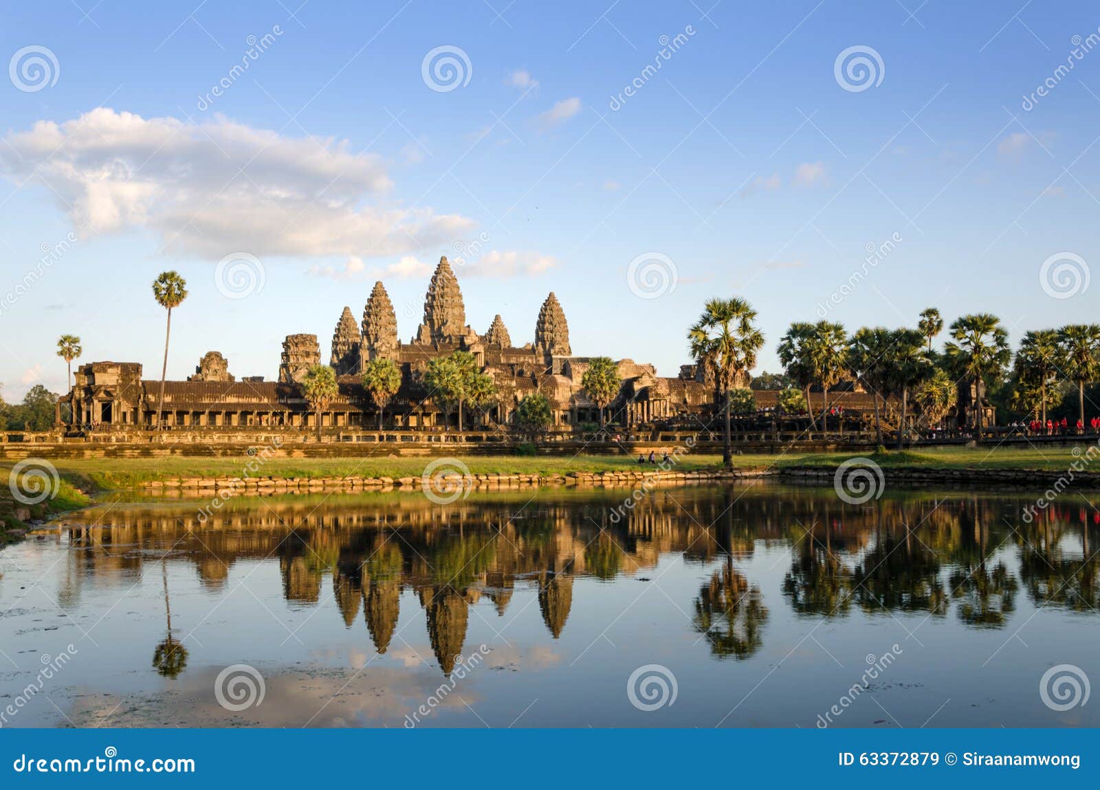 Angkor Wat at Sunset with Reflection in Water Stock Image - Image of ...