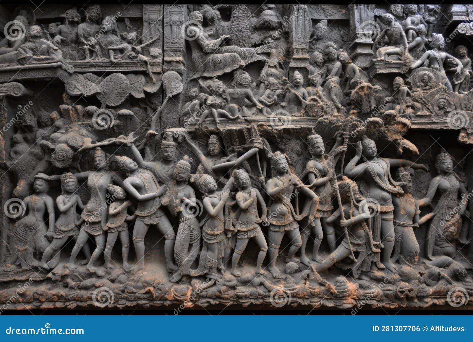 Angkor Wat Temple Bas-reliefs in Cambodia Stock Photo - Image of ...