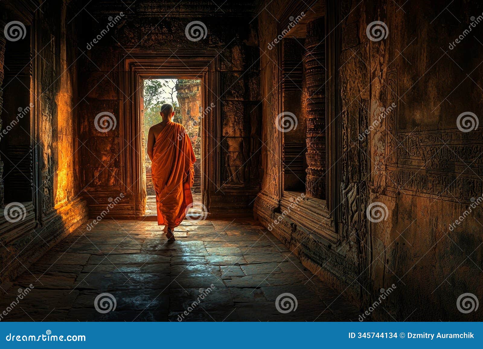 Angkor Wat Temple, Cambodia. an Apsara Dancer Bas-relief is Seen by a ...