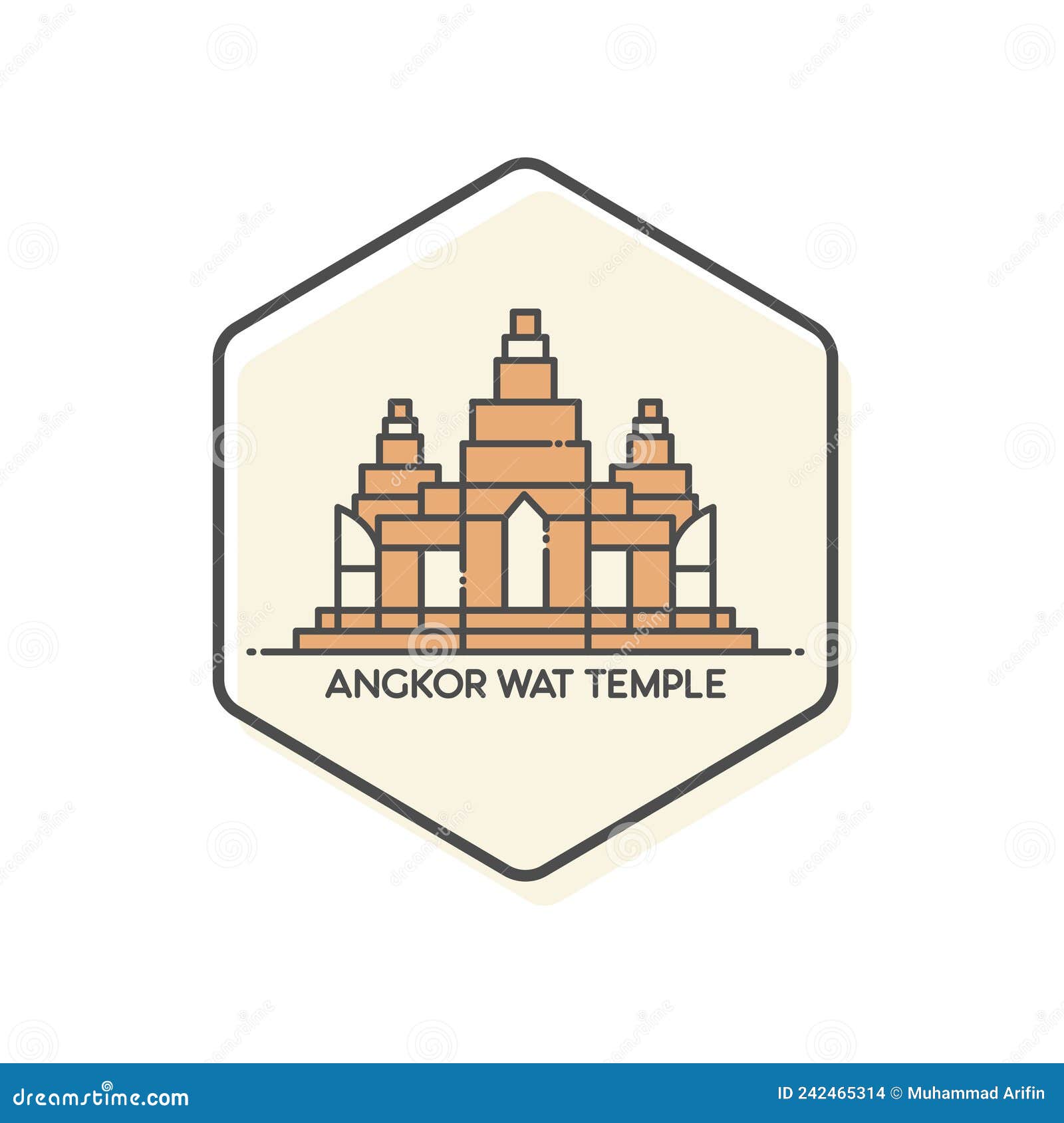 Angkor Wat Temple - Krong Siem Reap, Cambodia Lineal Color Icon ...