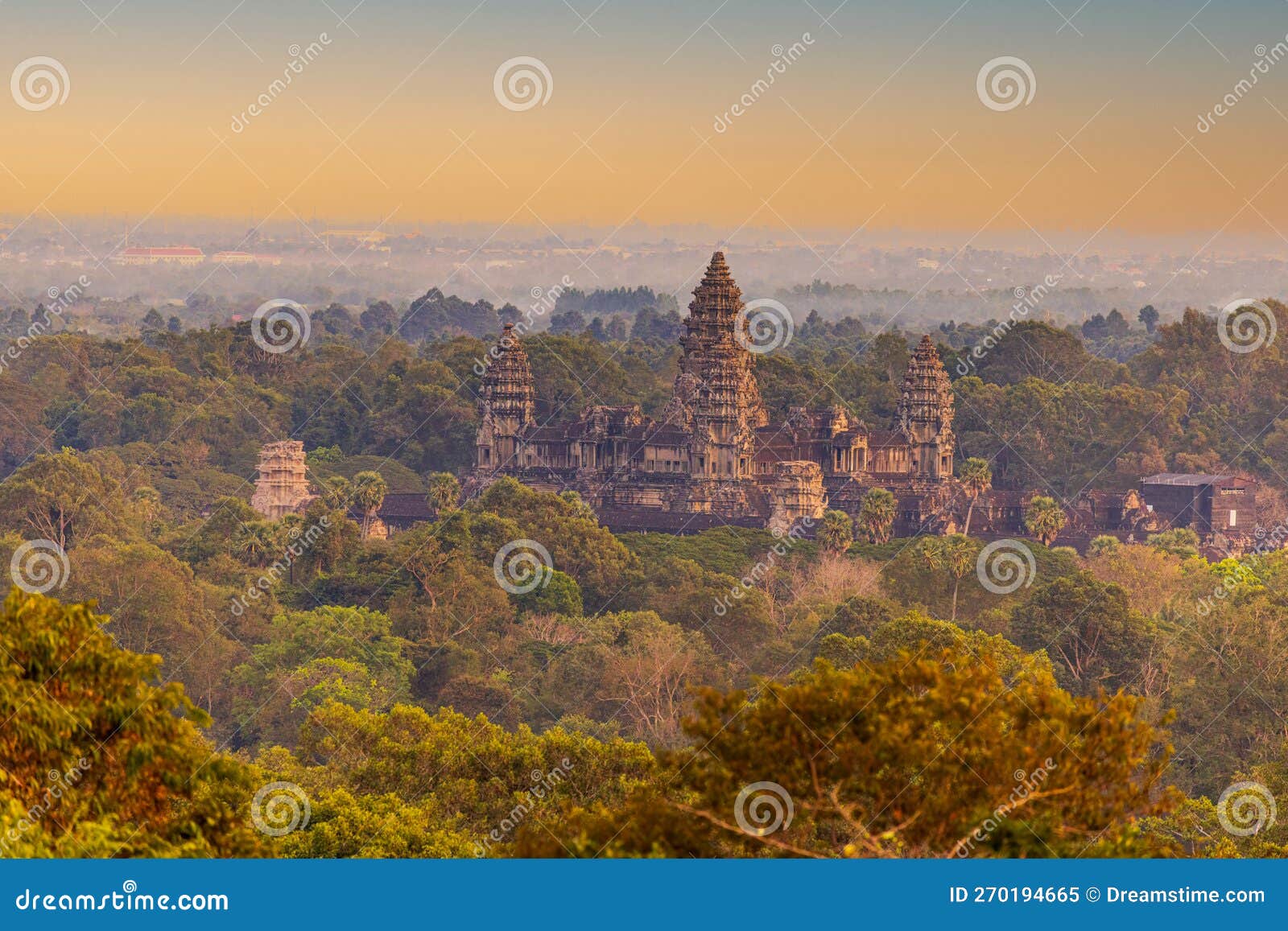 Angkor Wat Temple at Sunset in the Middle of the Jungle Stock Image ...