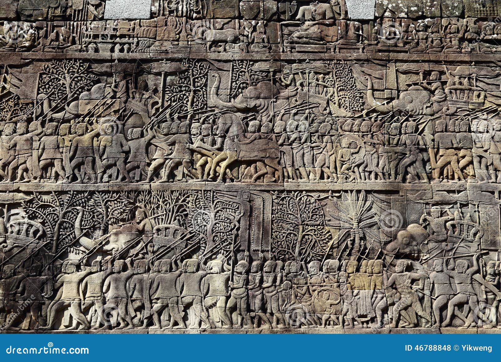 Angkor Wat Temple Wall Curving Stock Photo - Image: 46788848