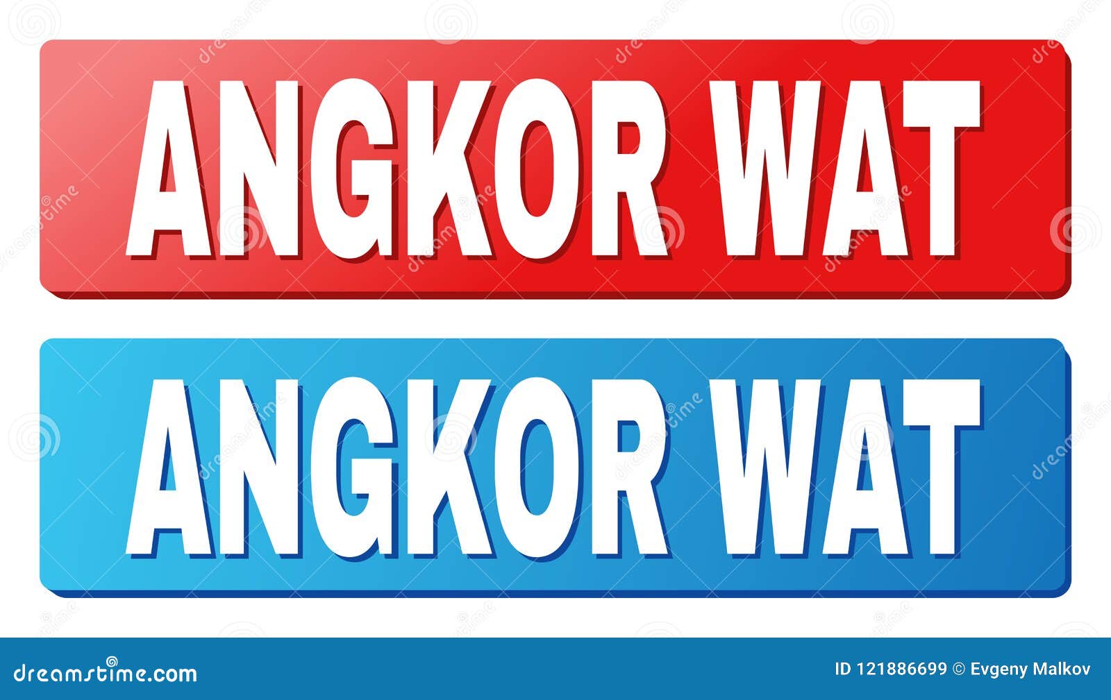 ANGKOR WAT Title on Blue and Red Rectangle Buttons Stock Vector ...