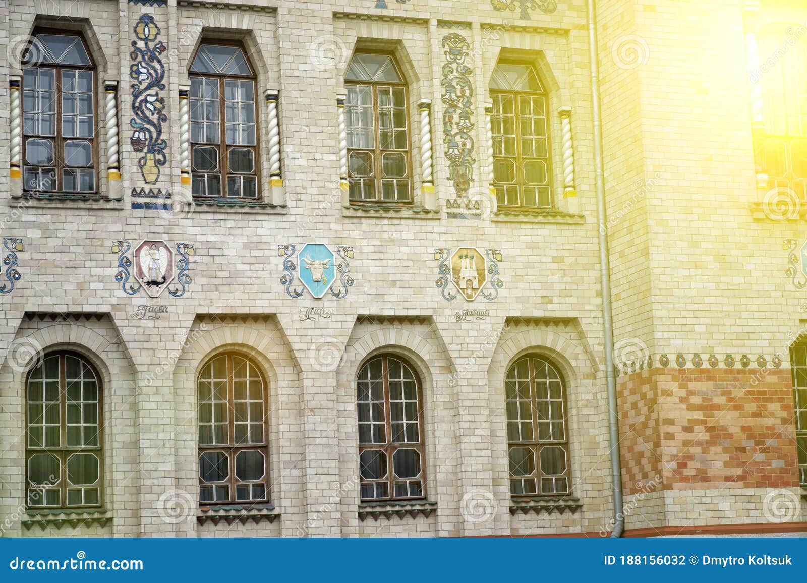 Angle of Antique Building Wth Windows. Architecture Large Building of ...