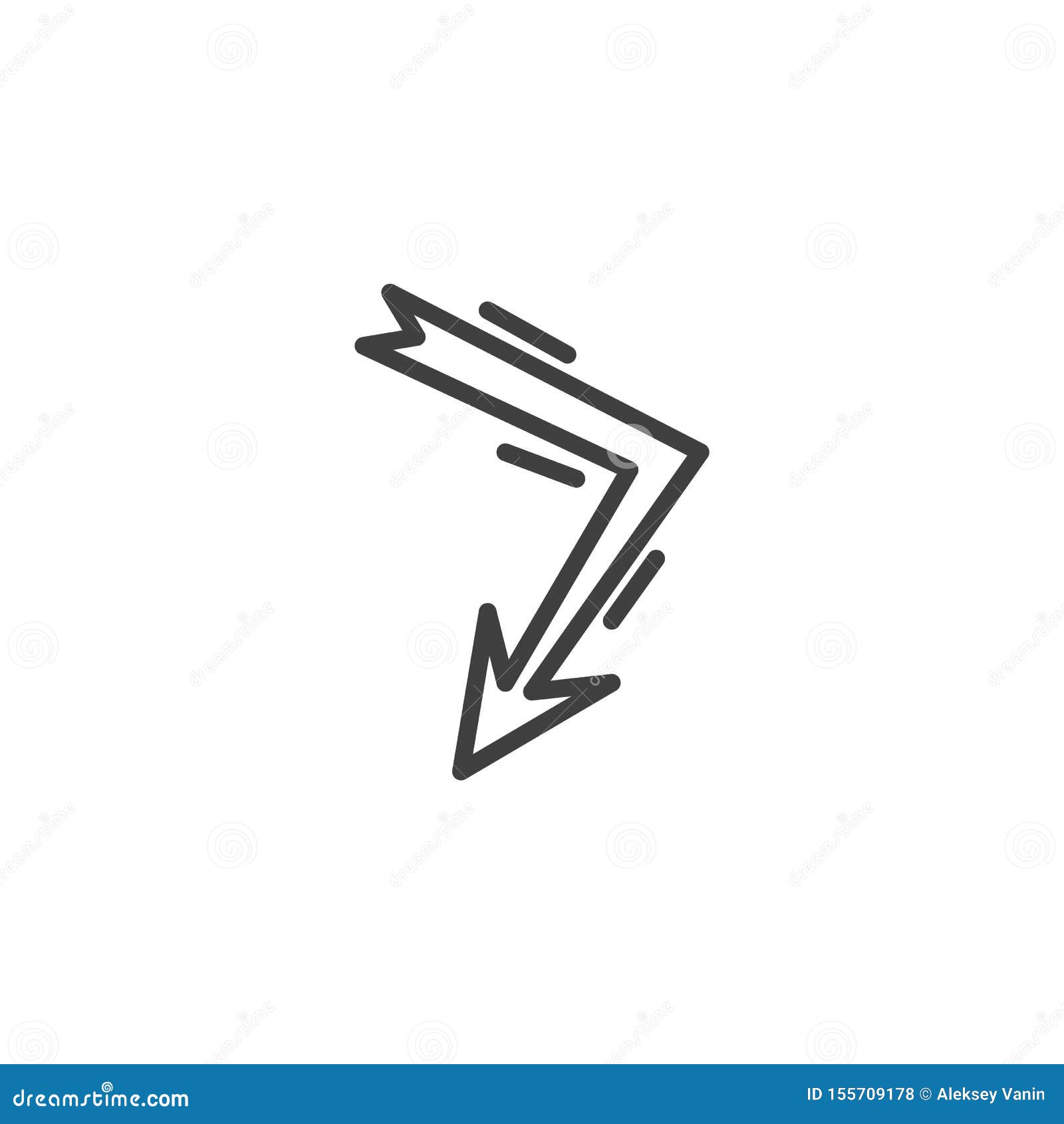 Angle arrow down line icon stock vector. Illustration of pictogram ...
