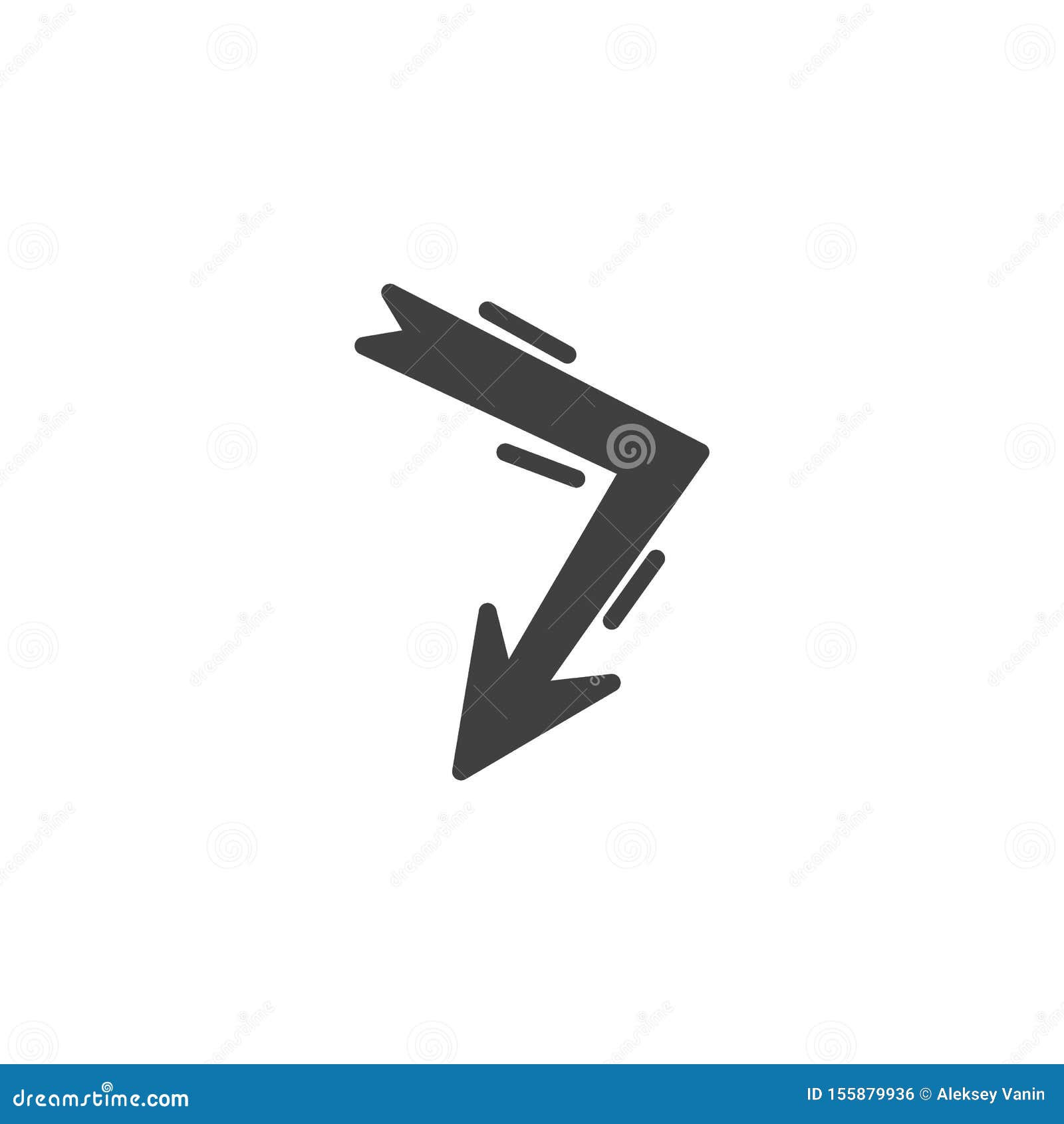 Angle Arrow Down Vector Icon Stock Vector - Illustration of arrow ...