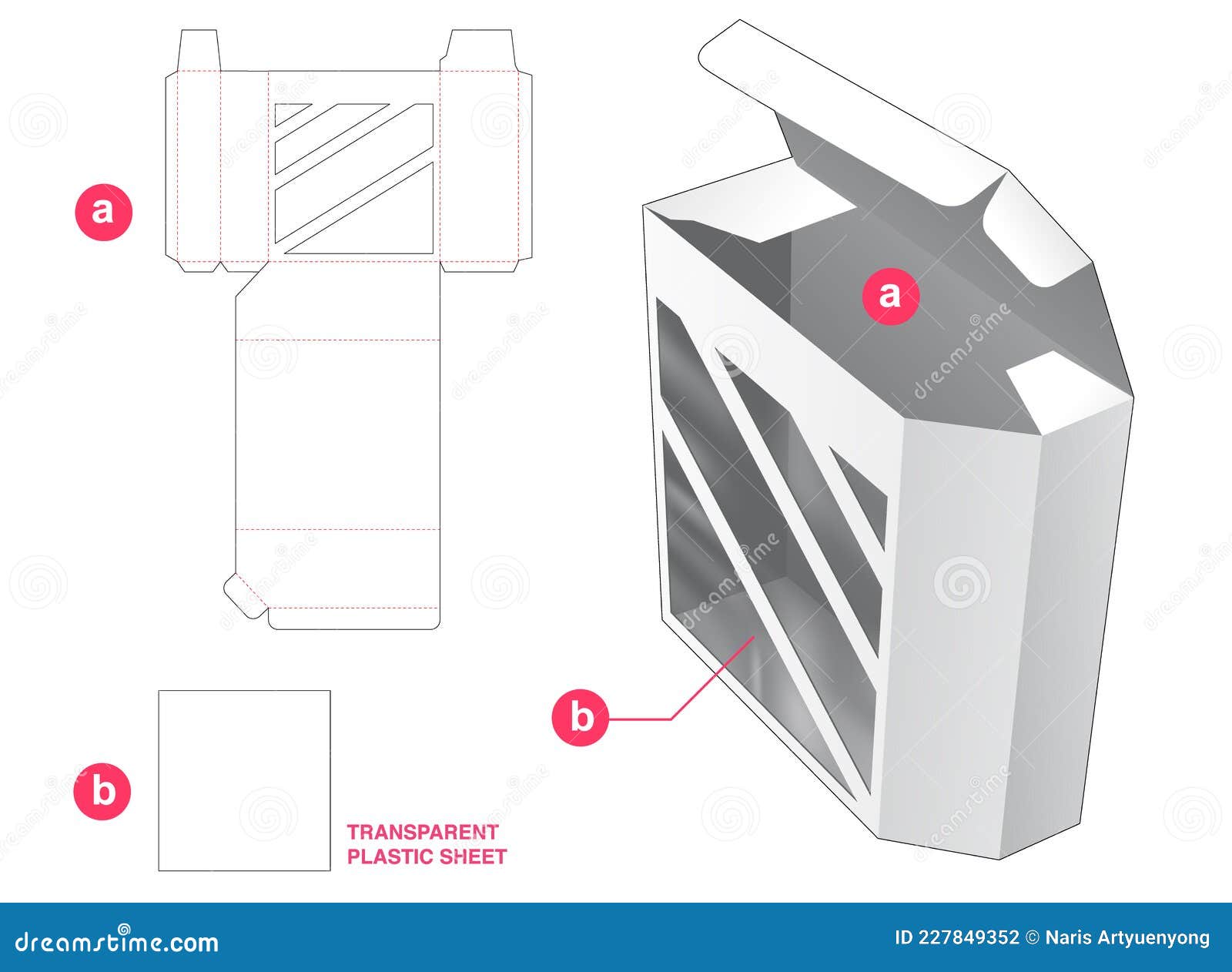 Angle Box and Window with Transparent Plastic Sheet Die Cut Template ...
