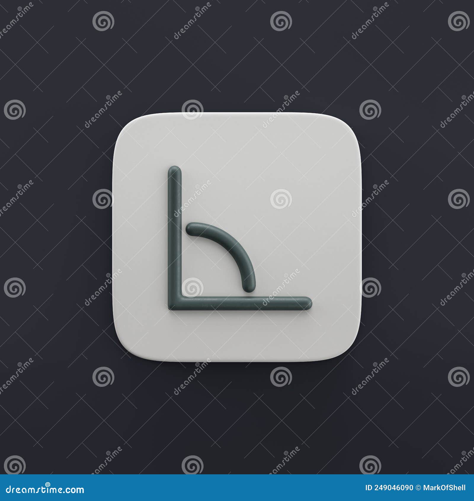 Angle 3d Icon, Outilne Design and Development Icon in Grey Color on a ...