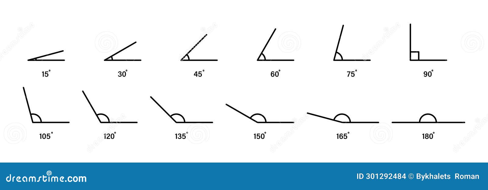 Angle Degree Grade Icon. Angle 30, and 180 Degree Icon Set. Angles ...