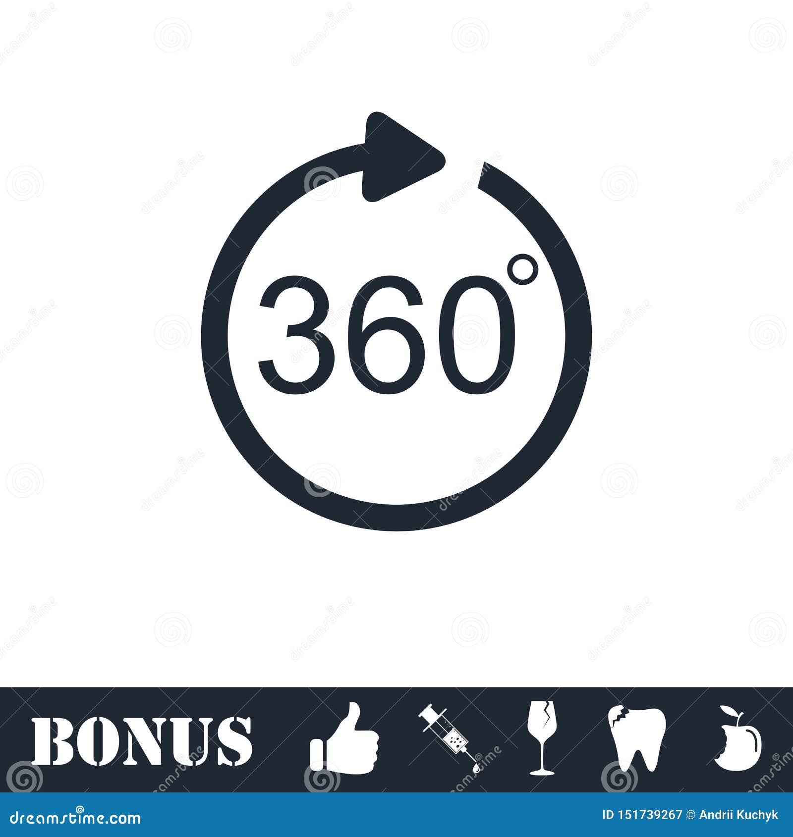 Angle 360 Degrees Icon Flat Stock Vector - Illustration of degrees ...