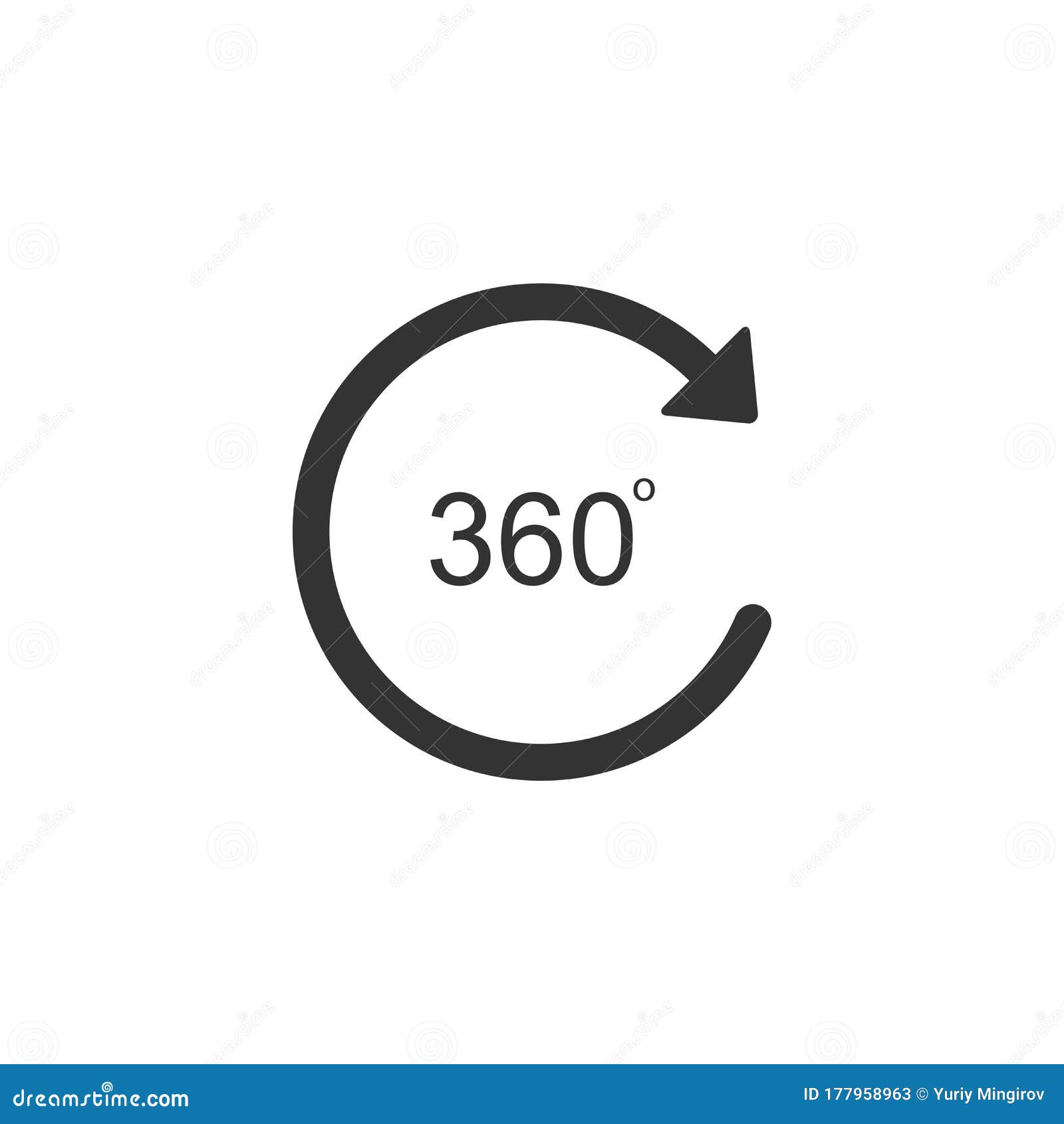 Angle 360 Degrees Icon Isolated. Rotation of 360 Degrees. Geometry Math ...