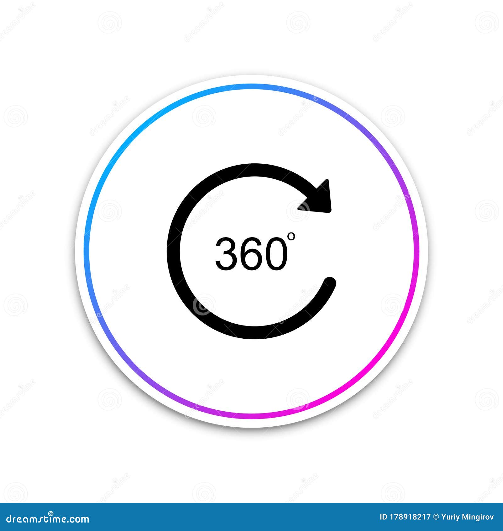 Angle 360 Degrees Icon Isolated on White Background. Rotation of 360 ...