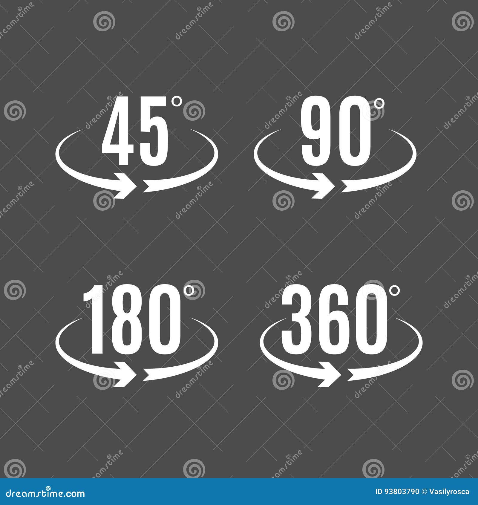 Angle Degrees Icons. Geometry Math Signs. Vector Illustration ...