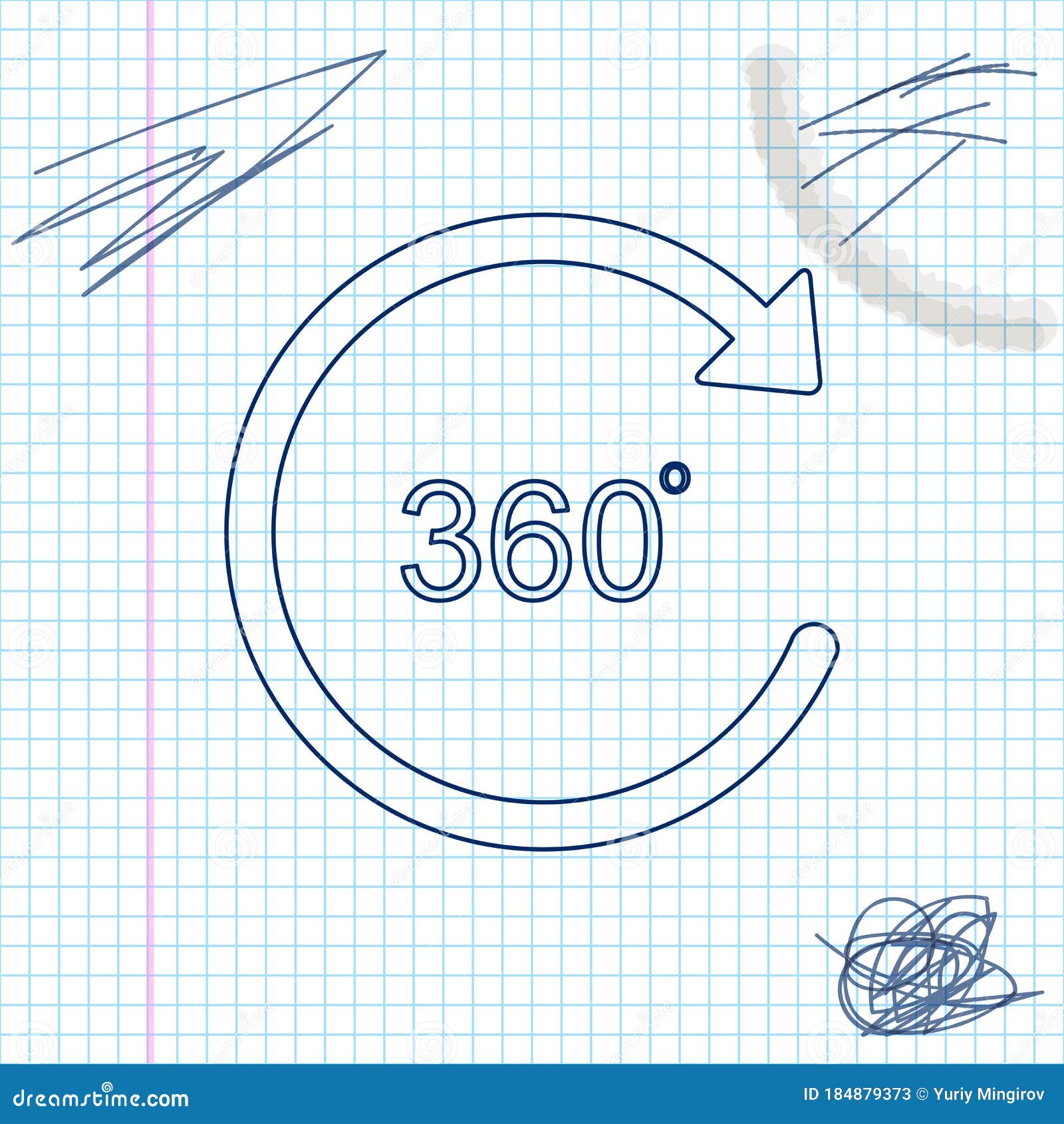 Angle 360 Degrees Line Sketch Icon Isolated on White Background ...