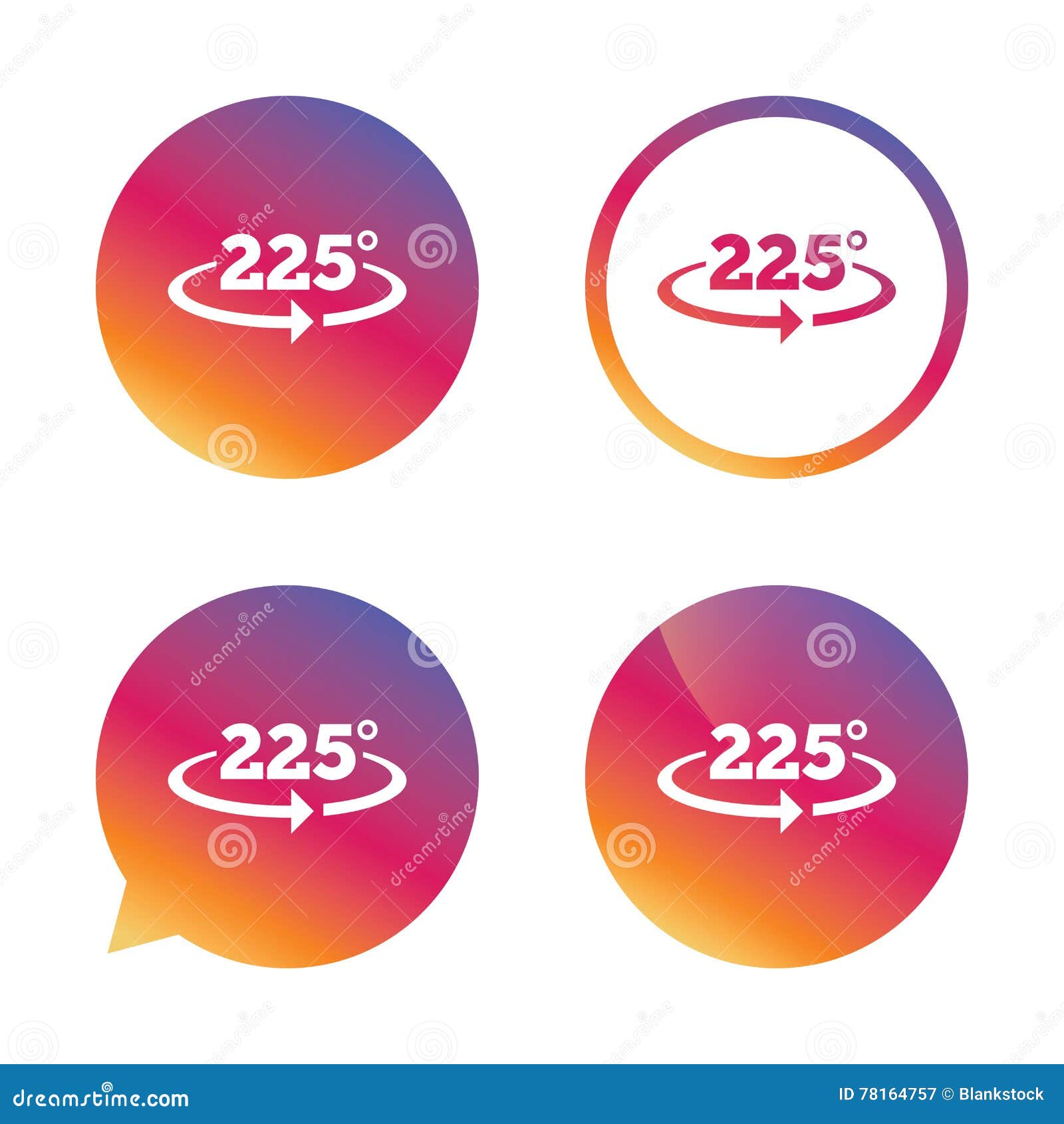 Angle 225 Degrees Sign Icon. Geometry Math Symbol Stock Vector ...