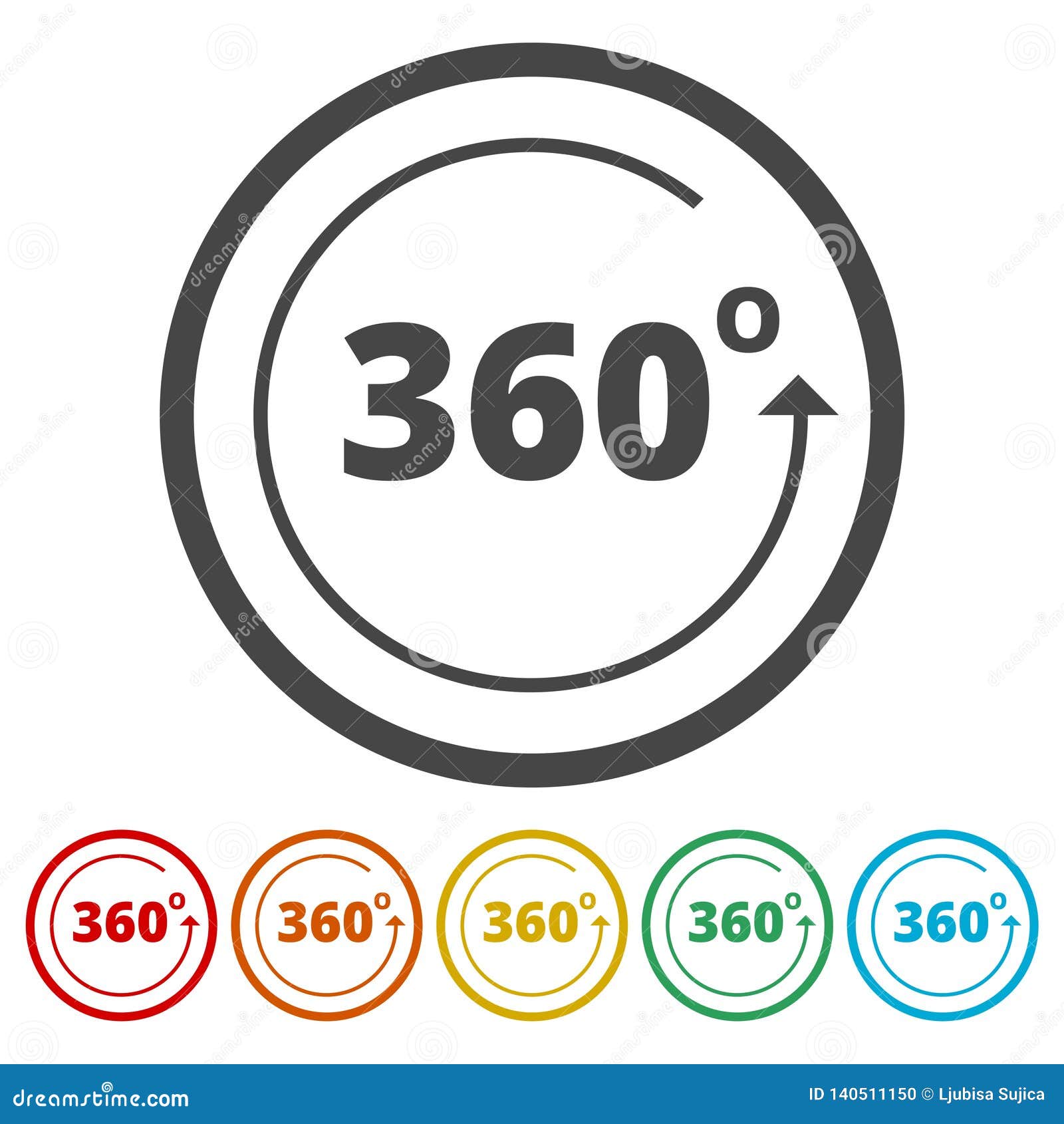 Angle 360 Degrees Sign Icons Set Stock Vector - Illustration of degrees ...