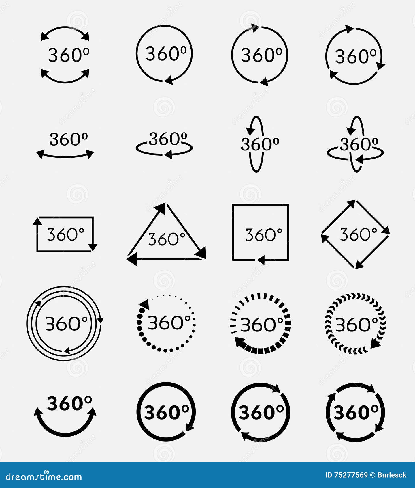 Angle 360 Degrees Vector Icons Set Stock Vector - Illustration of badge ...