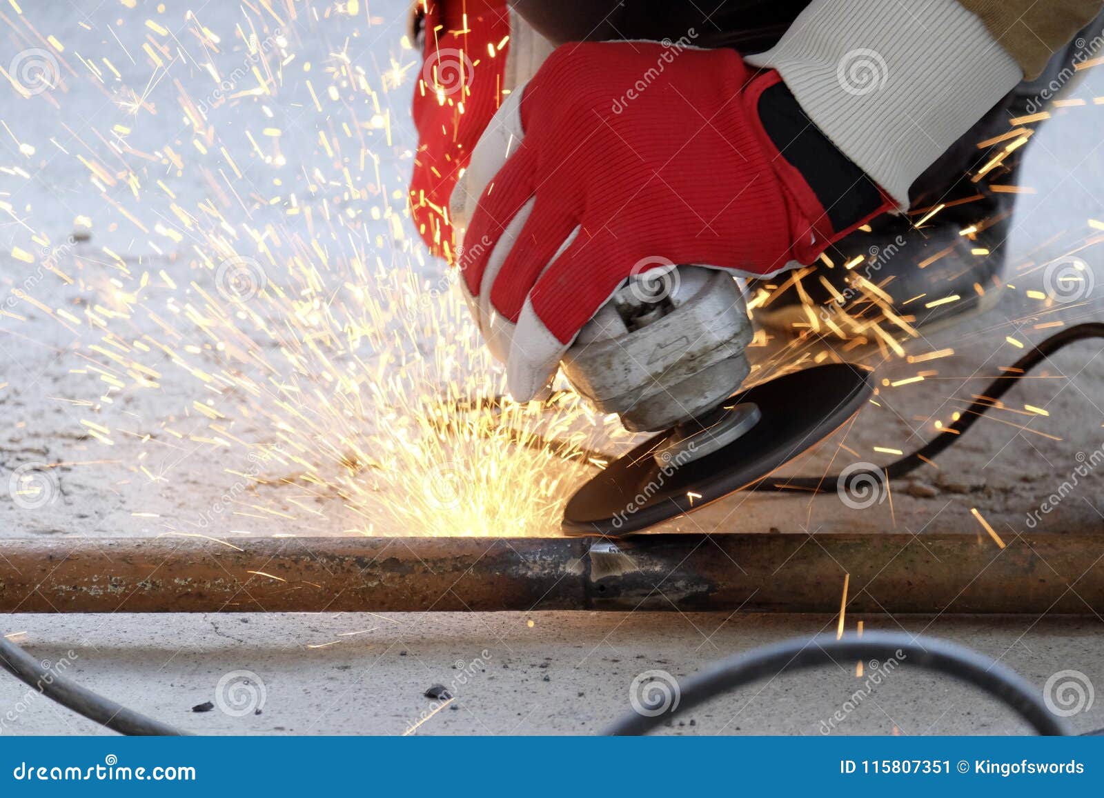 Angle Grinder Cleans the Weld on the Pipe Stock Image - Image of tools ...