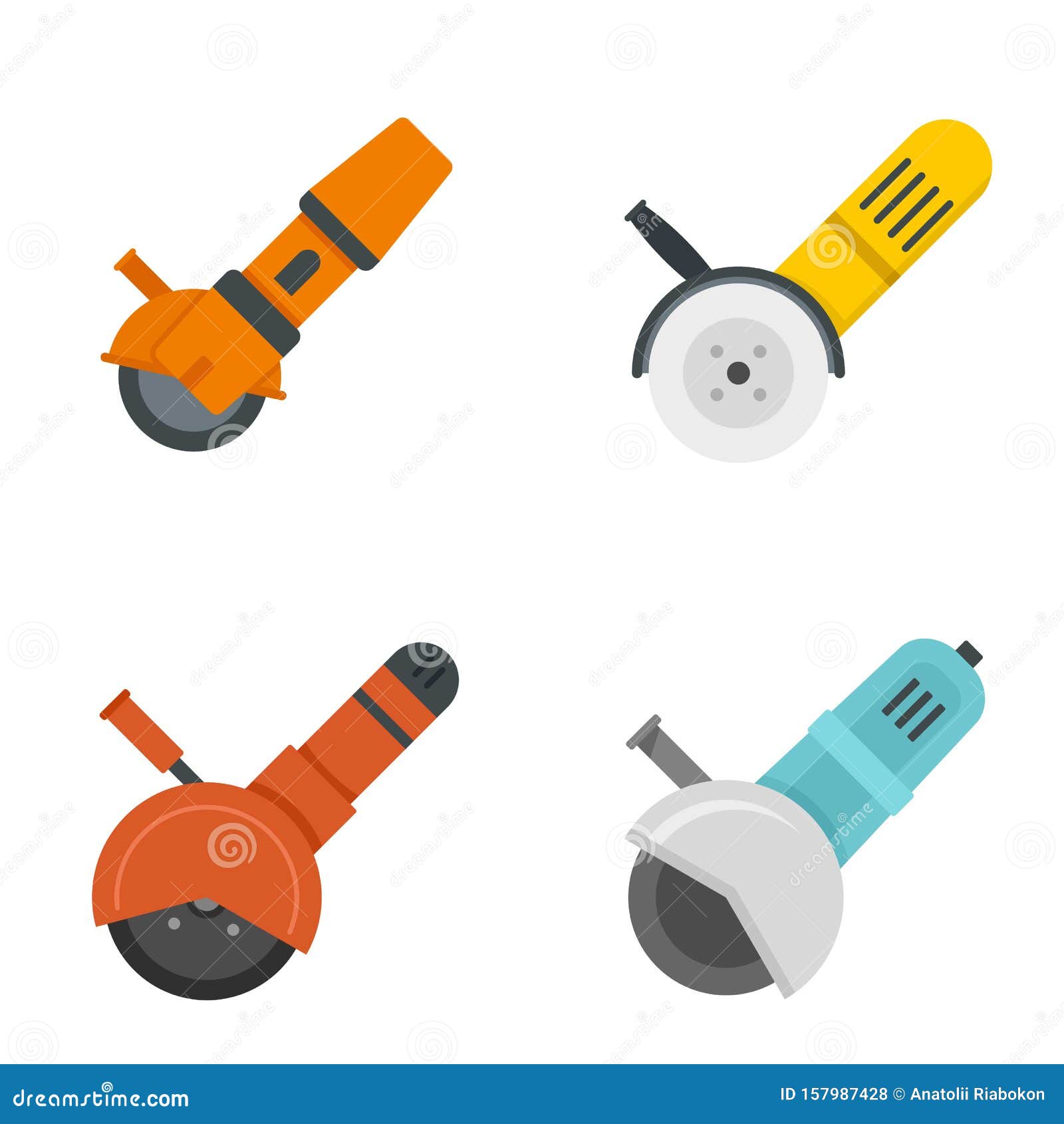 Angle Grinder Icon Set, Flat Style Stock Vector - Illustration of ...