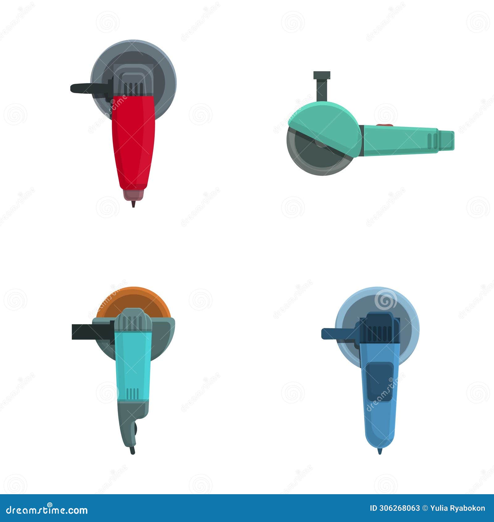 Angle Grinder Icons Set Cartoon Vector. Equipment for Cutting and Grinding Stock Illustration ...