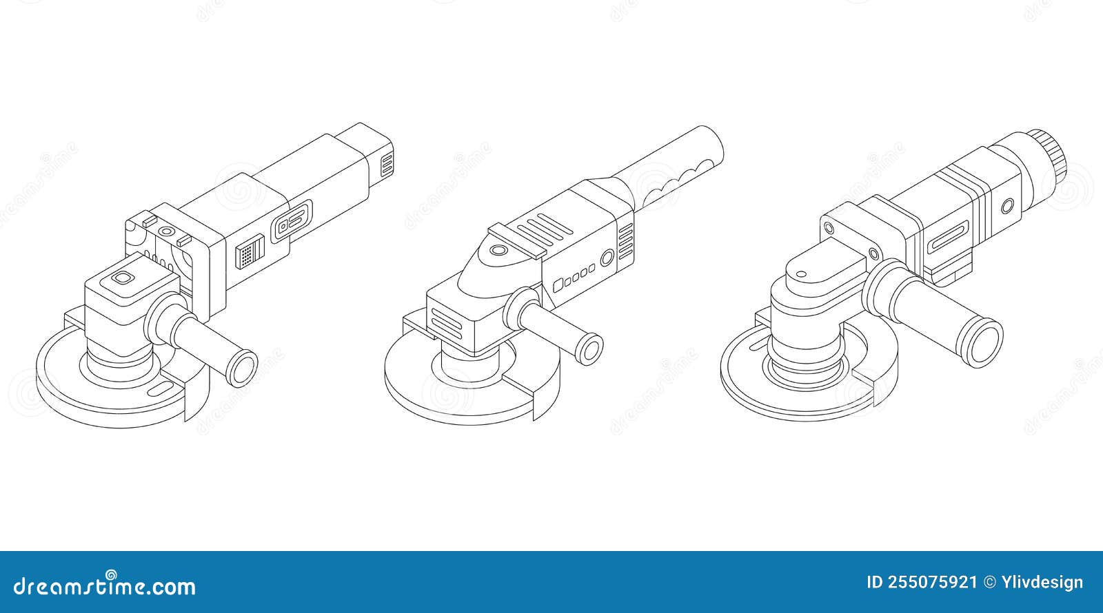 Angle Grinder Icons Set Vector Outline Stock Illustration - Illustration of vector, isometric ...