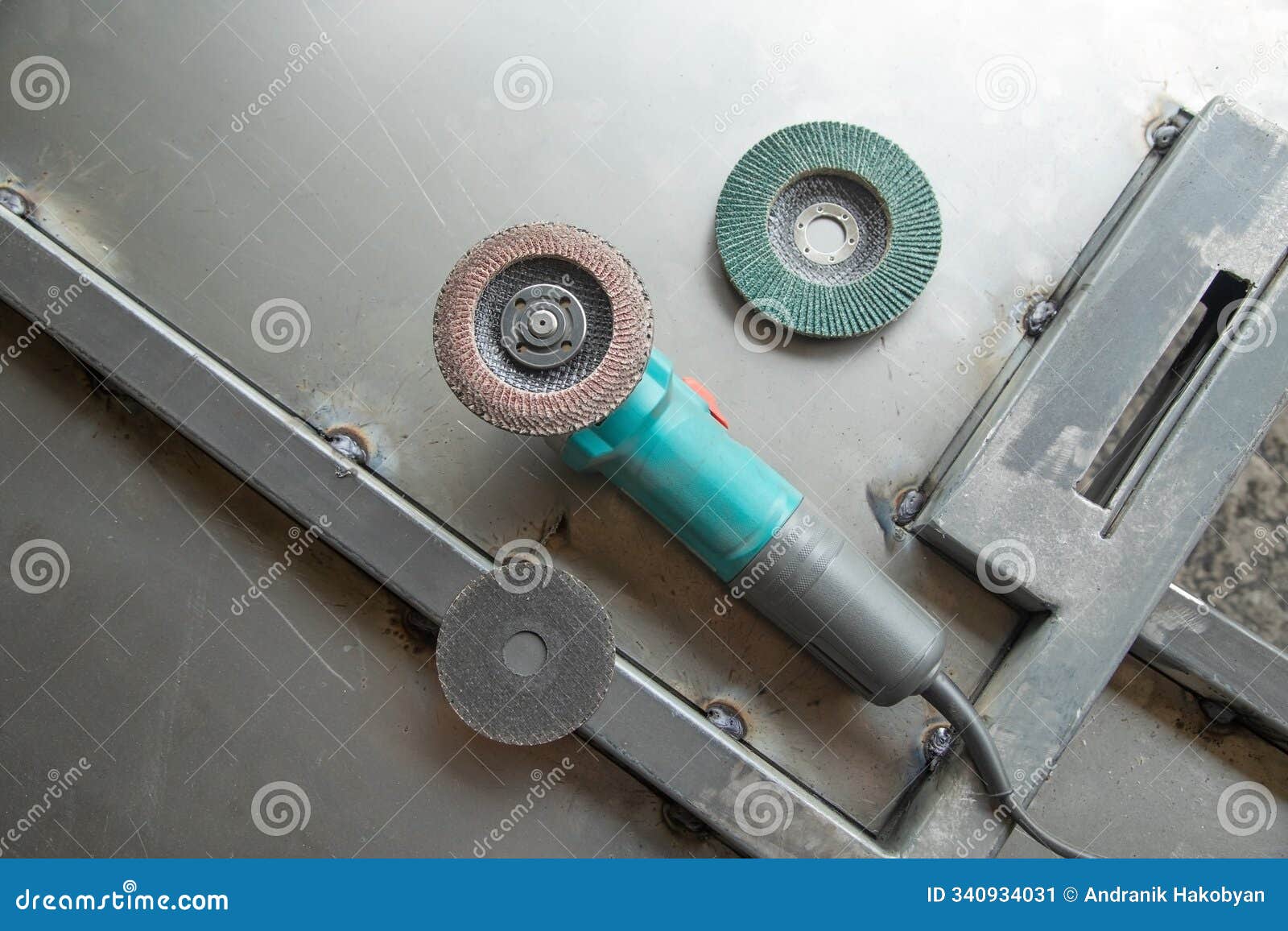 Angle Grinder Machine on Iron Gate. Metalworking Stock Illustration ...