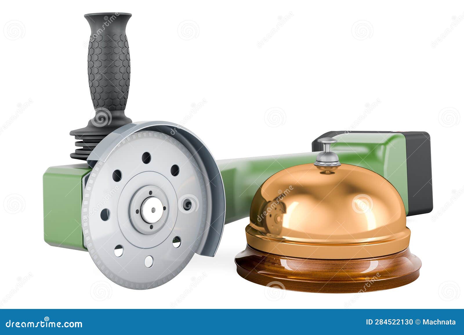 Angle Grinder with Reception Bell. 3D Rendering Stock Illustration ...