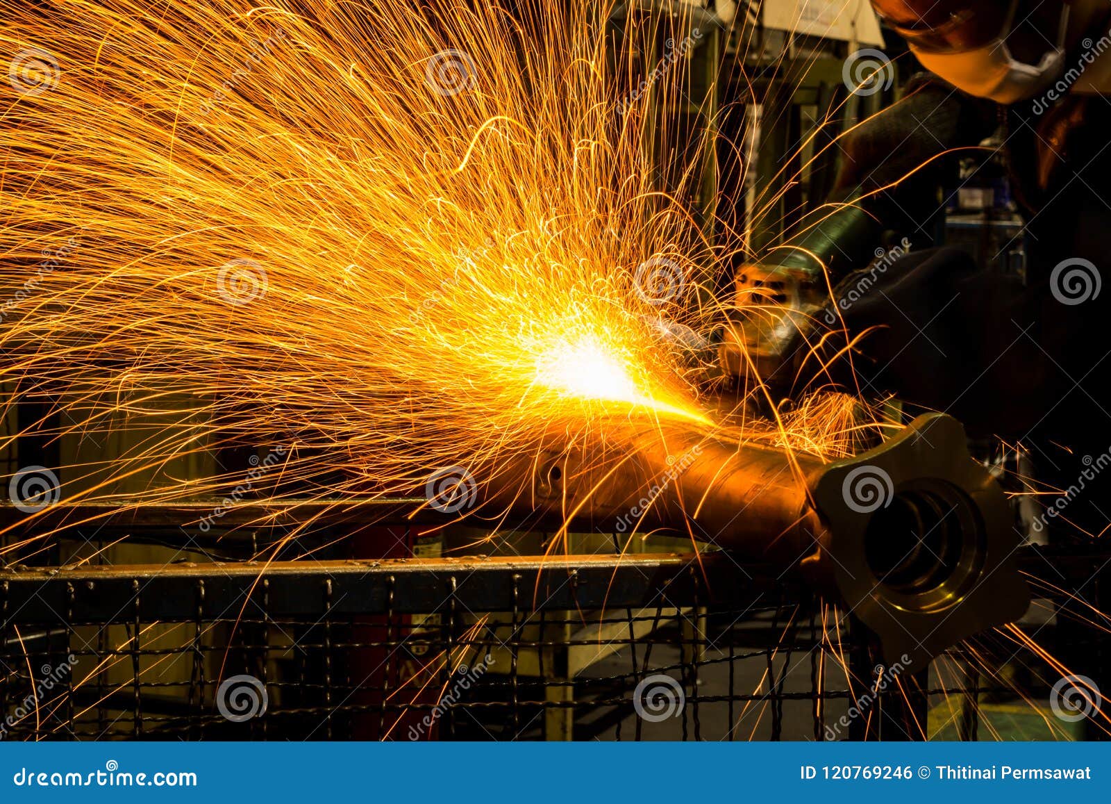 Angle grinder sparks stock photo. Image of factory, closeup - 120769246