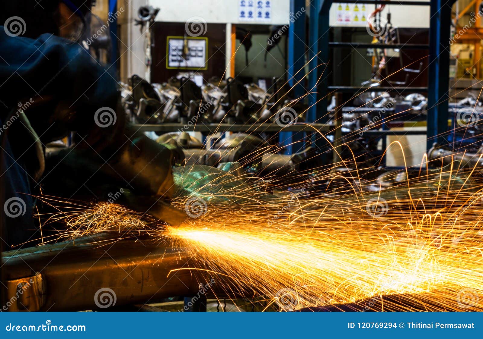 Angle grinder sparks stock photo. Image of industrial - 120769294